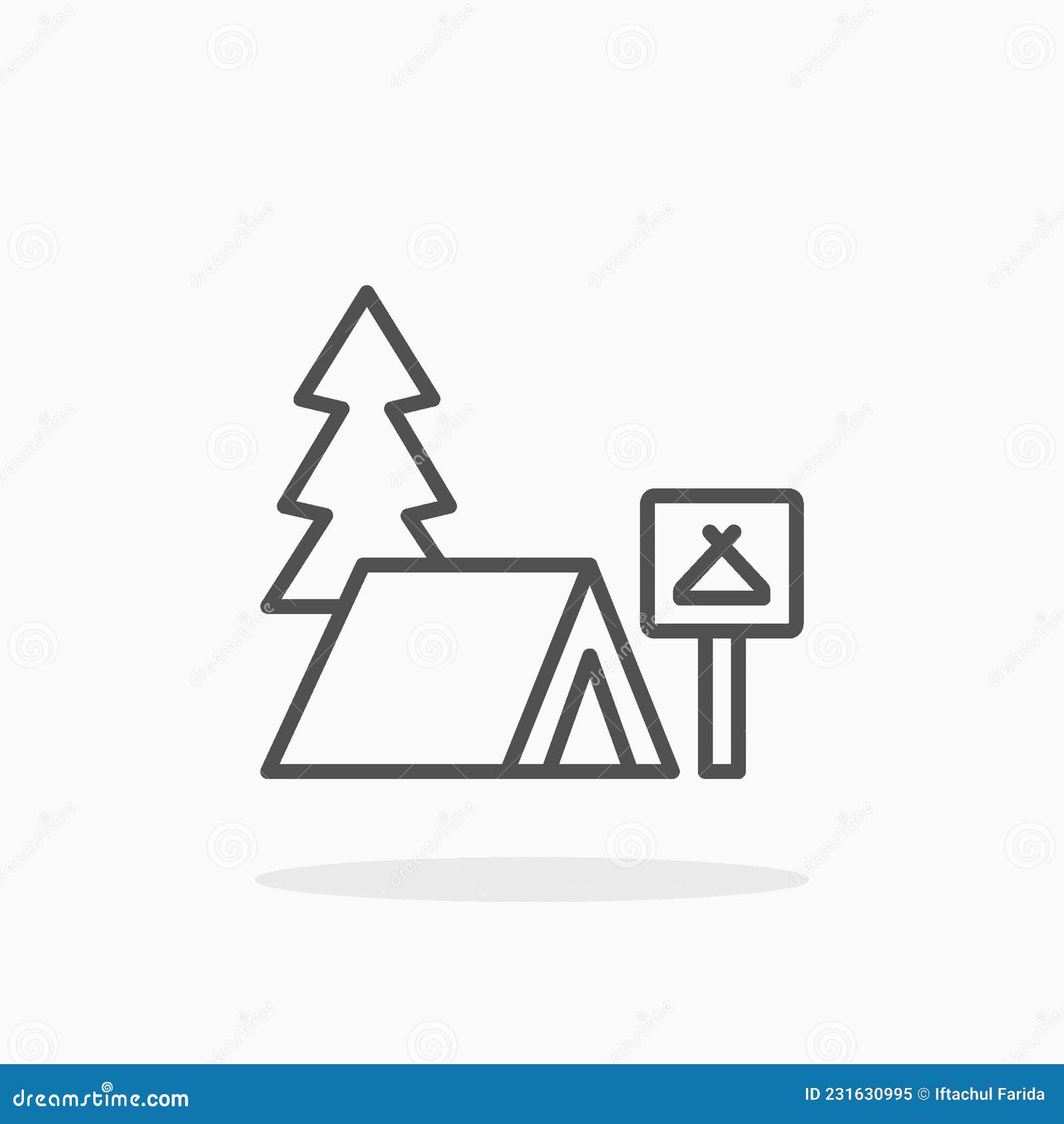 Camping Site Icon. Outline Linear Style Stock Vector - Illustration of ...