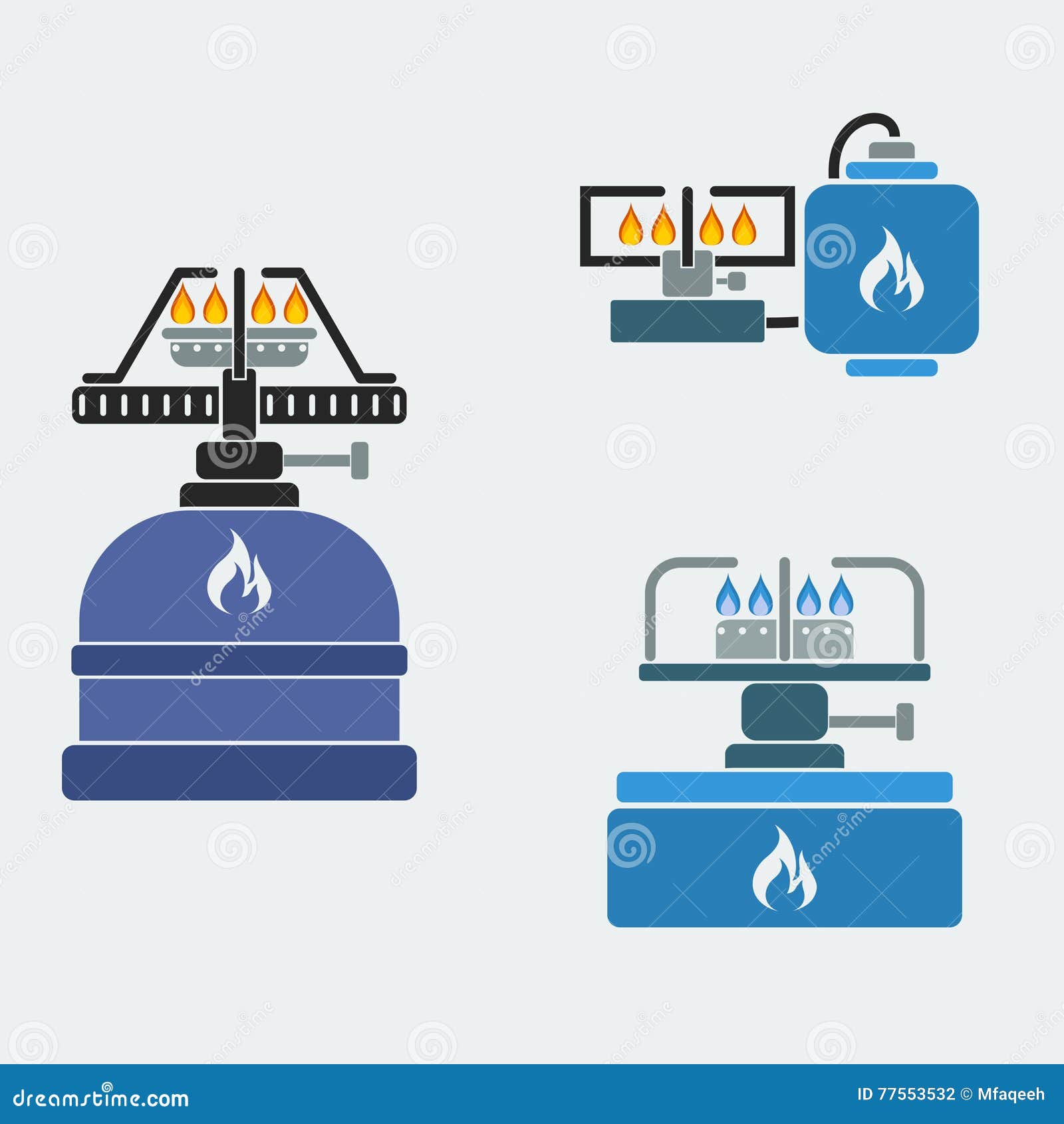 Camping Stoves. Cartoon Portable Tourism Gas Burners, Outdoor Propane ...