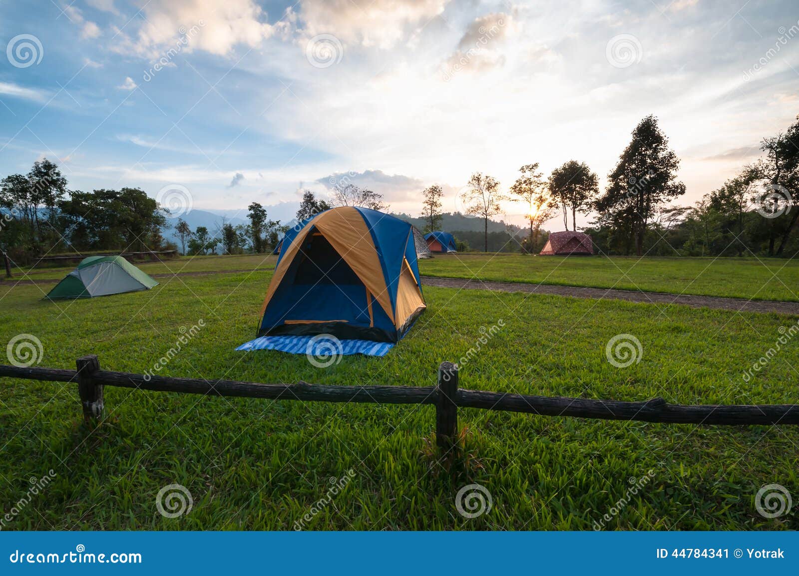 Camping at sunset. stock image. Image of scenics, outdoor - 44784341