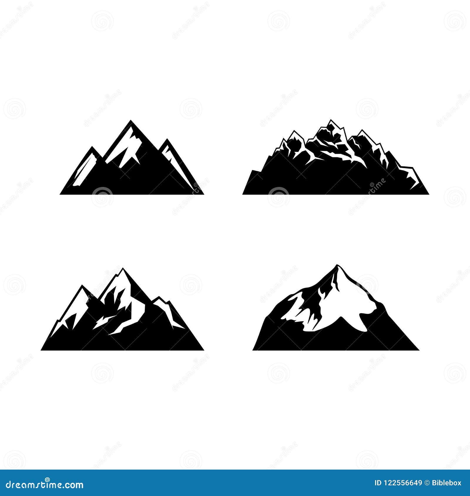Camping Symbols. Abstract High Mountain Icon Set. Stock Vector ...