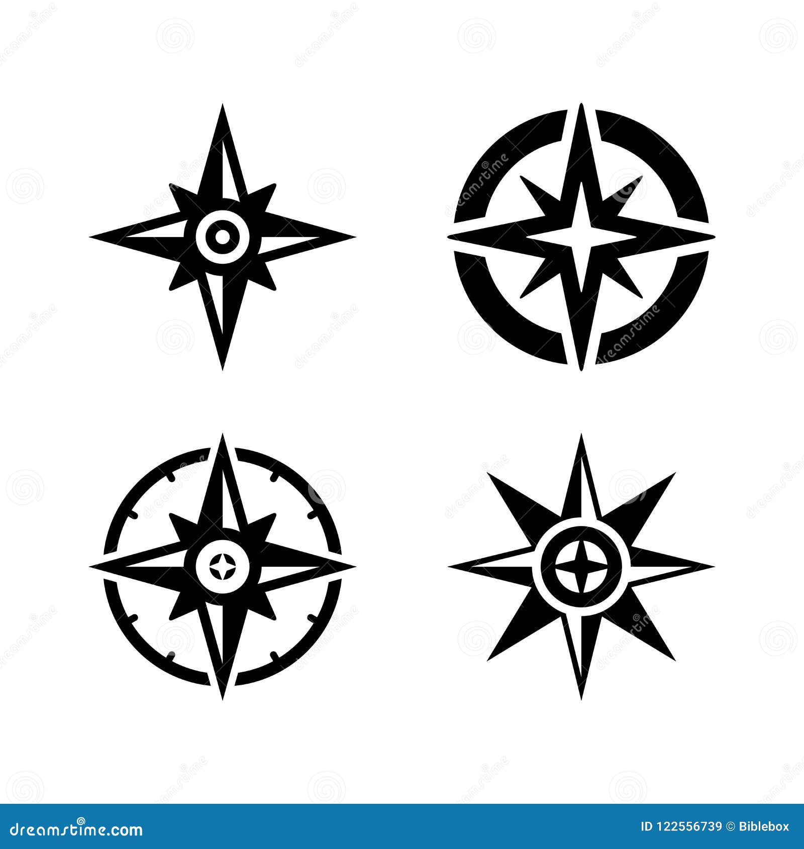 Camping Symbols. Set Of Compass Rose Cartoon Vector | CartoonDealer.com ...