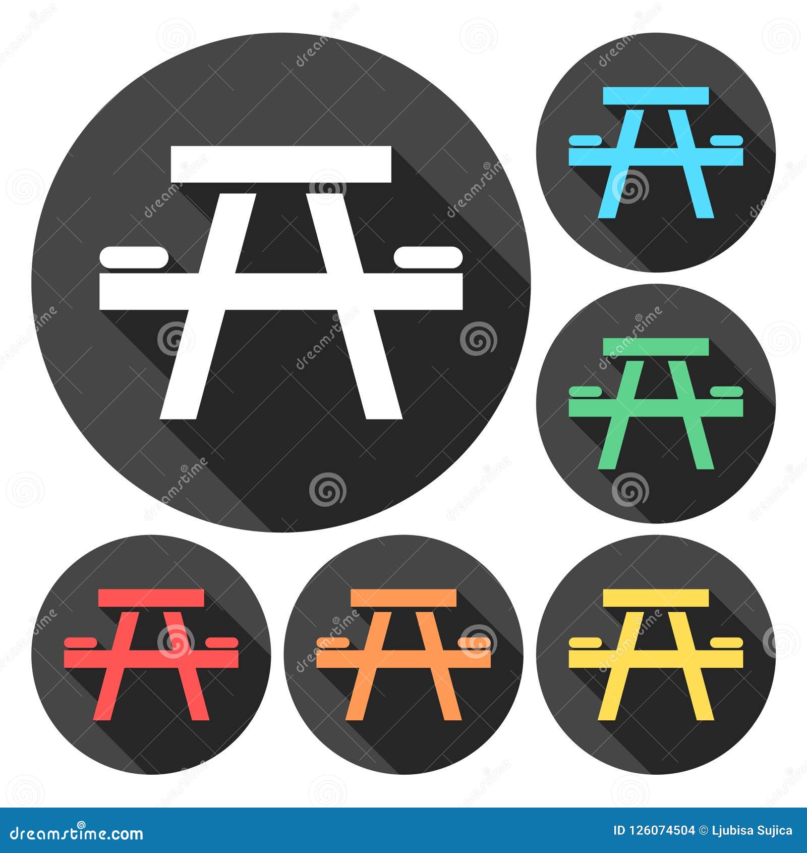 Camping Table Icon, Tourist Table and Chairs Stock Vector ...