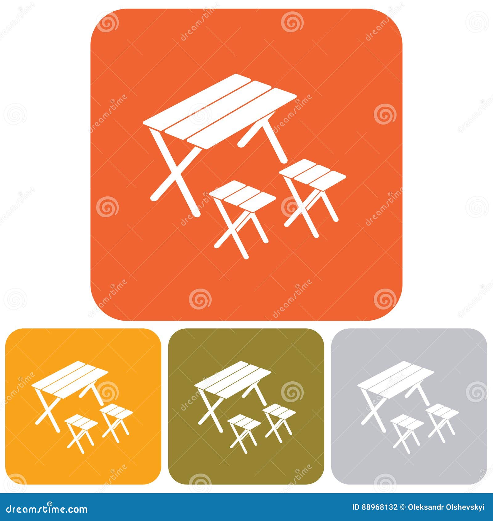 Camping Table and Stool Icon Stock Vector - Illustration of stool ...