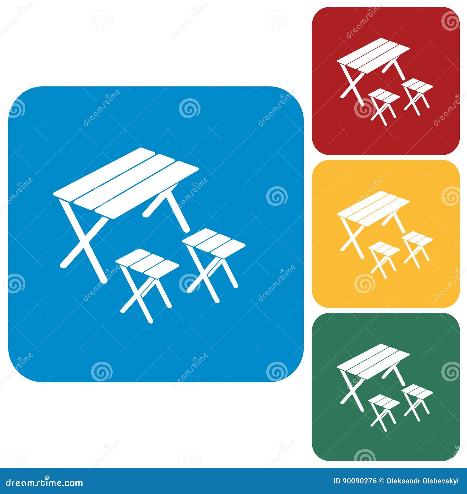 Camping Table and Stool Icon Stock Vector - Illustration of leisure ...