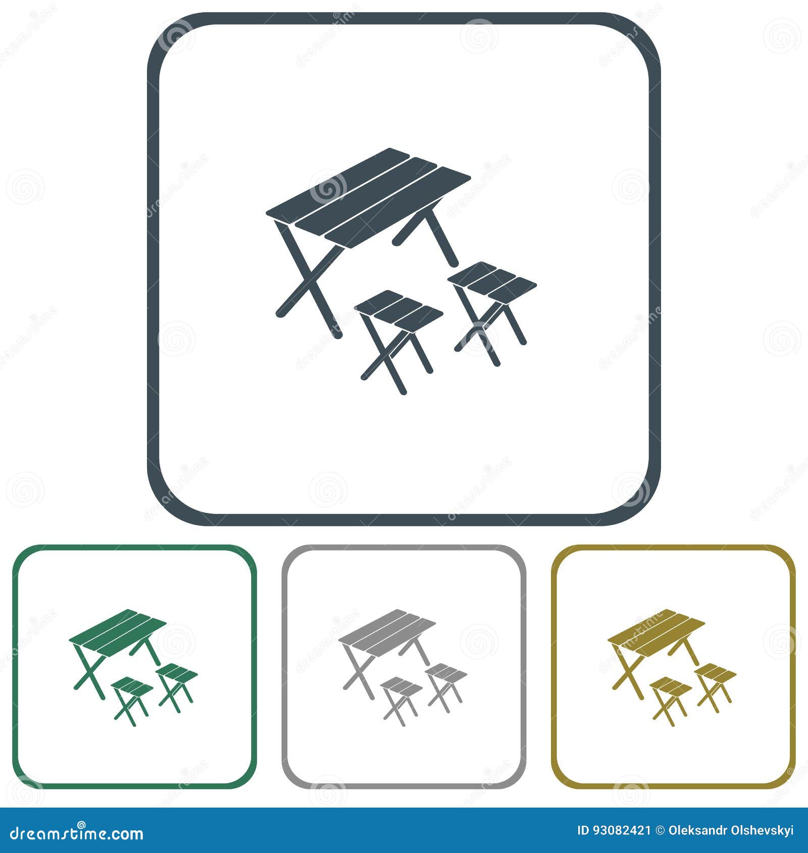 Camping Table and Stool Icon Stock Vector - Illustration of element ...