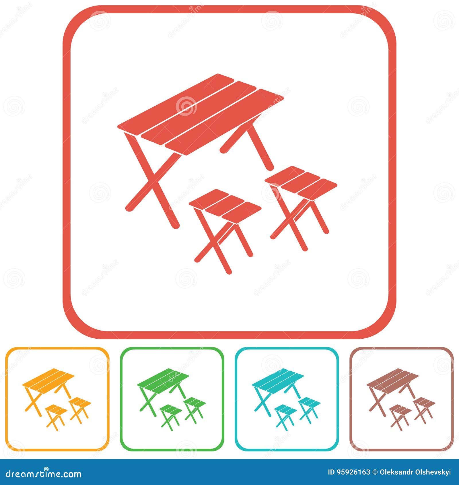 Camping Table and Stool Icon Stock Vector - Illustration of picnic ...