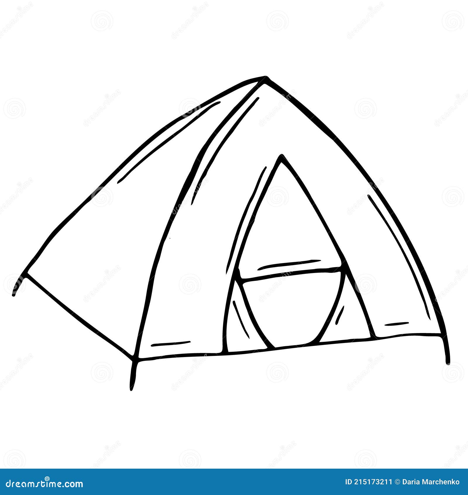 Camping Tent Drawn Vector Doodle Illustration. Camping Element ...