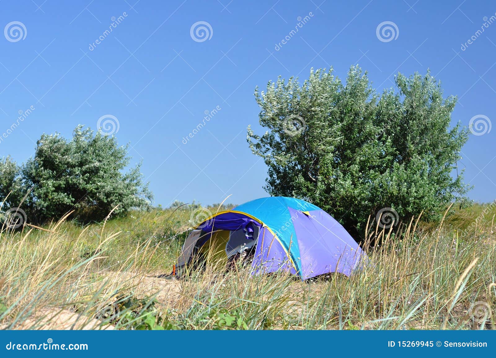 Camping tent in grass stock image. Image of summer, sand - 15269945