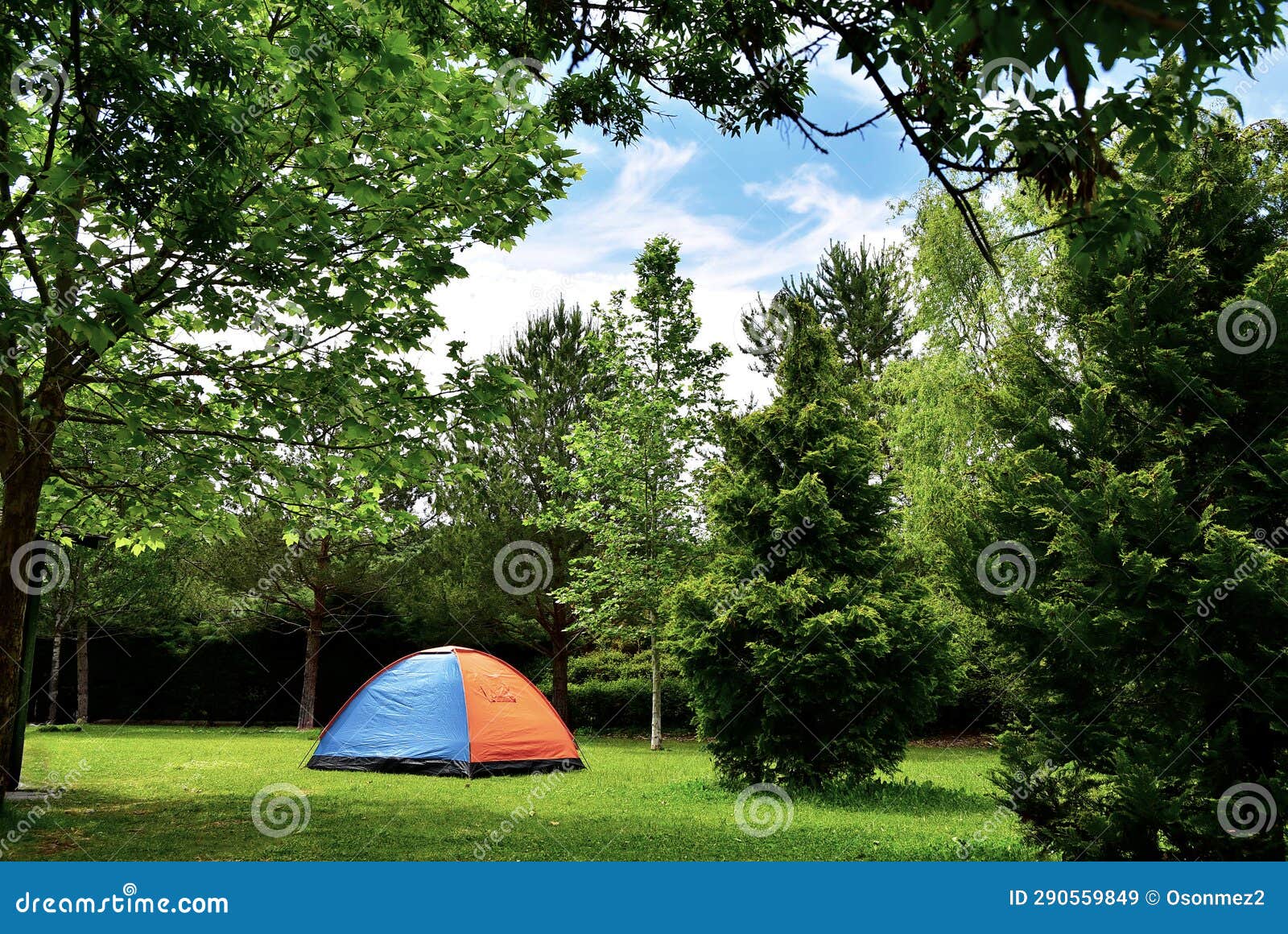 Camping Tent on Green Grass Stock Image - Image of campsite, nature ...