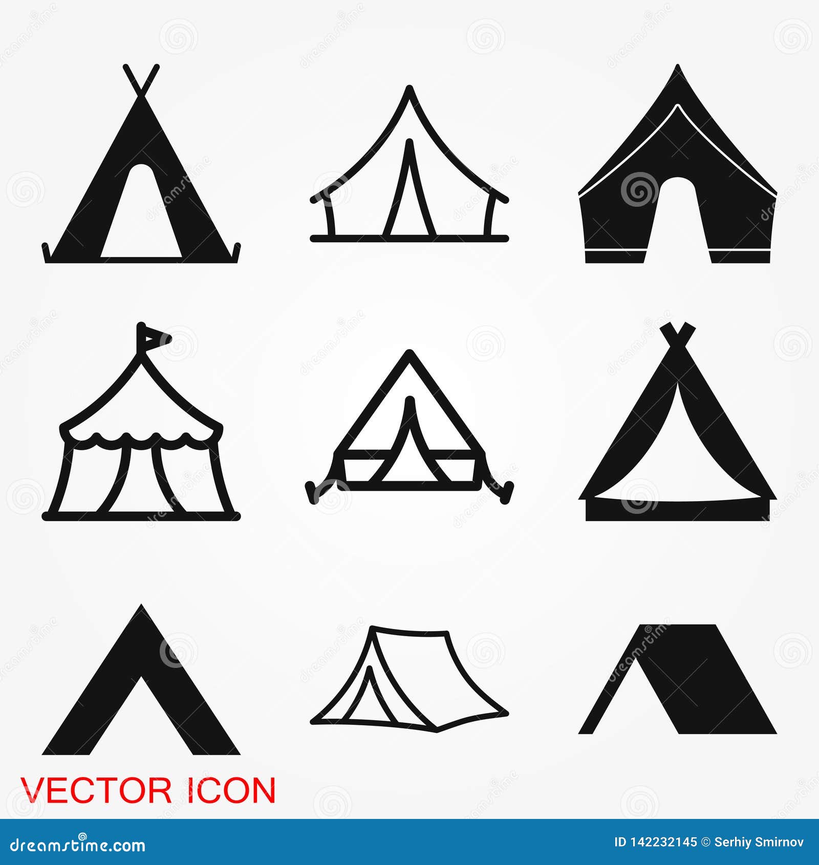Camping Tent Icon Vector Sign Symbol for Design Stock Illustration ...