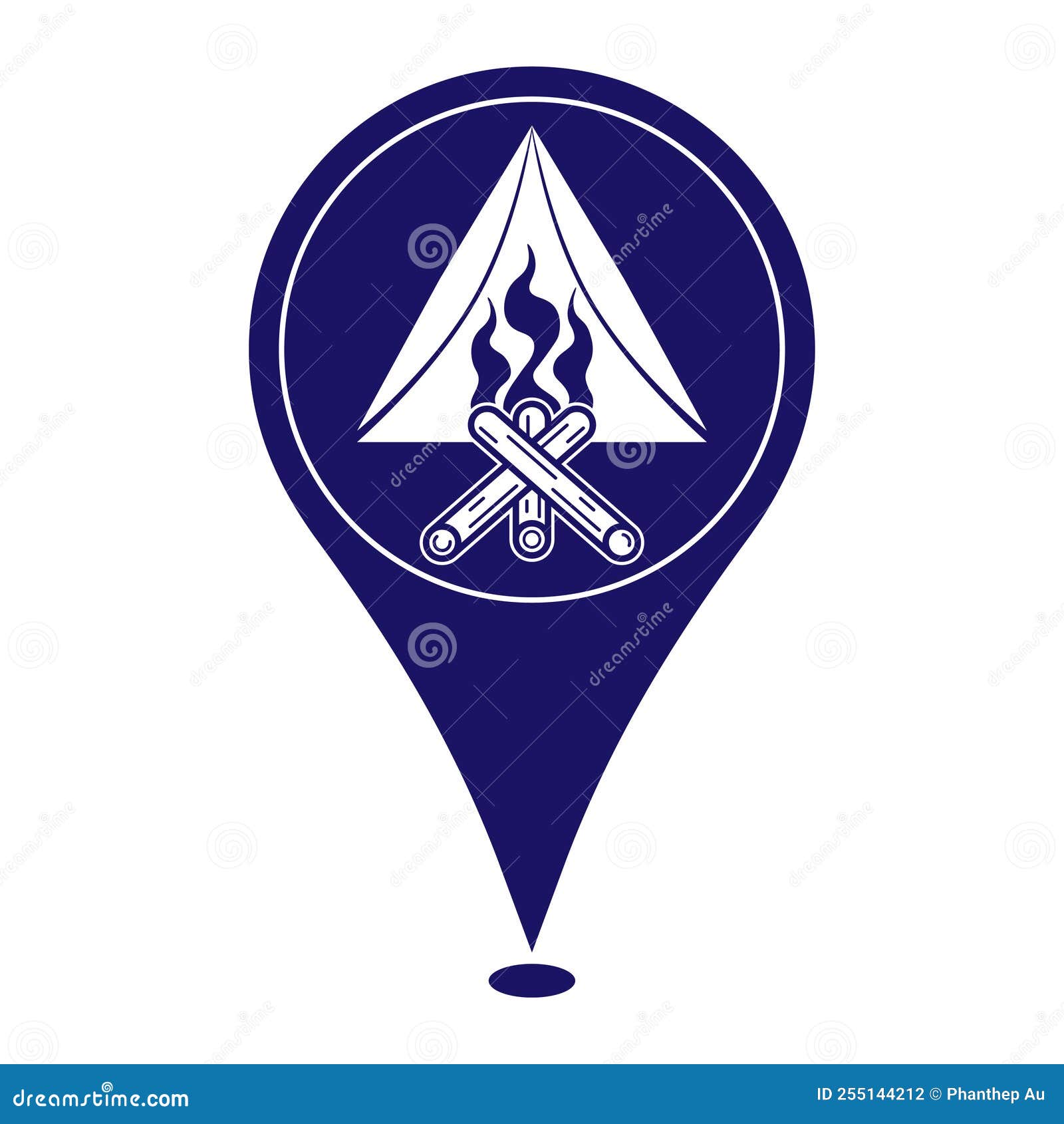 Camping Tent on Location Map Marker Icon, Vector Stock Vector ...