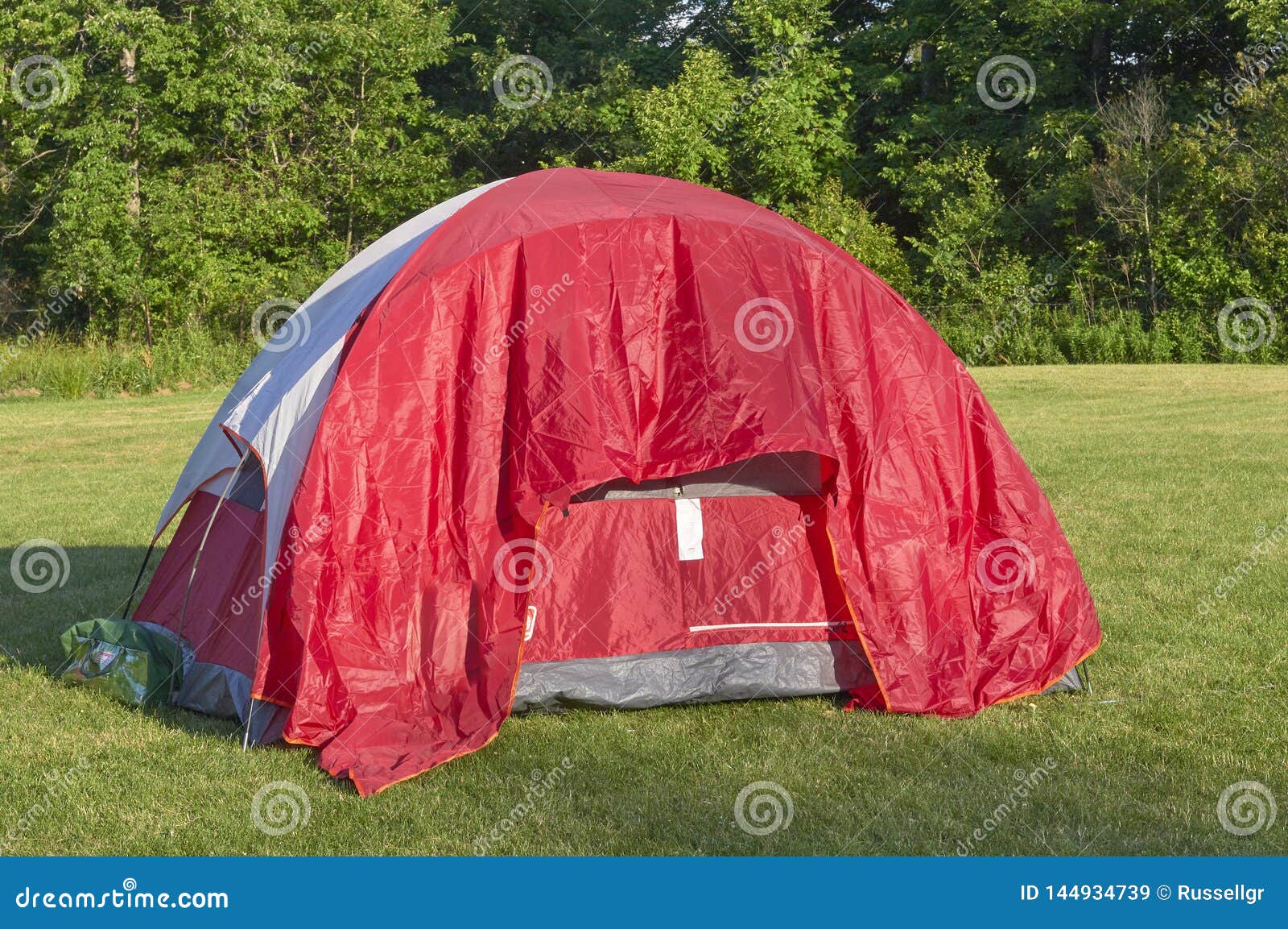 Camping tent in meadows stock image. Image of cover - 144934739