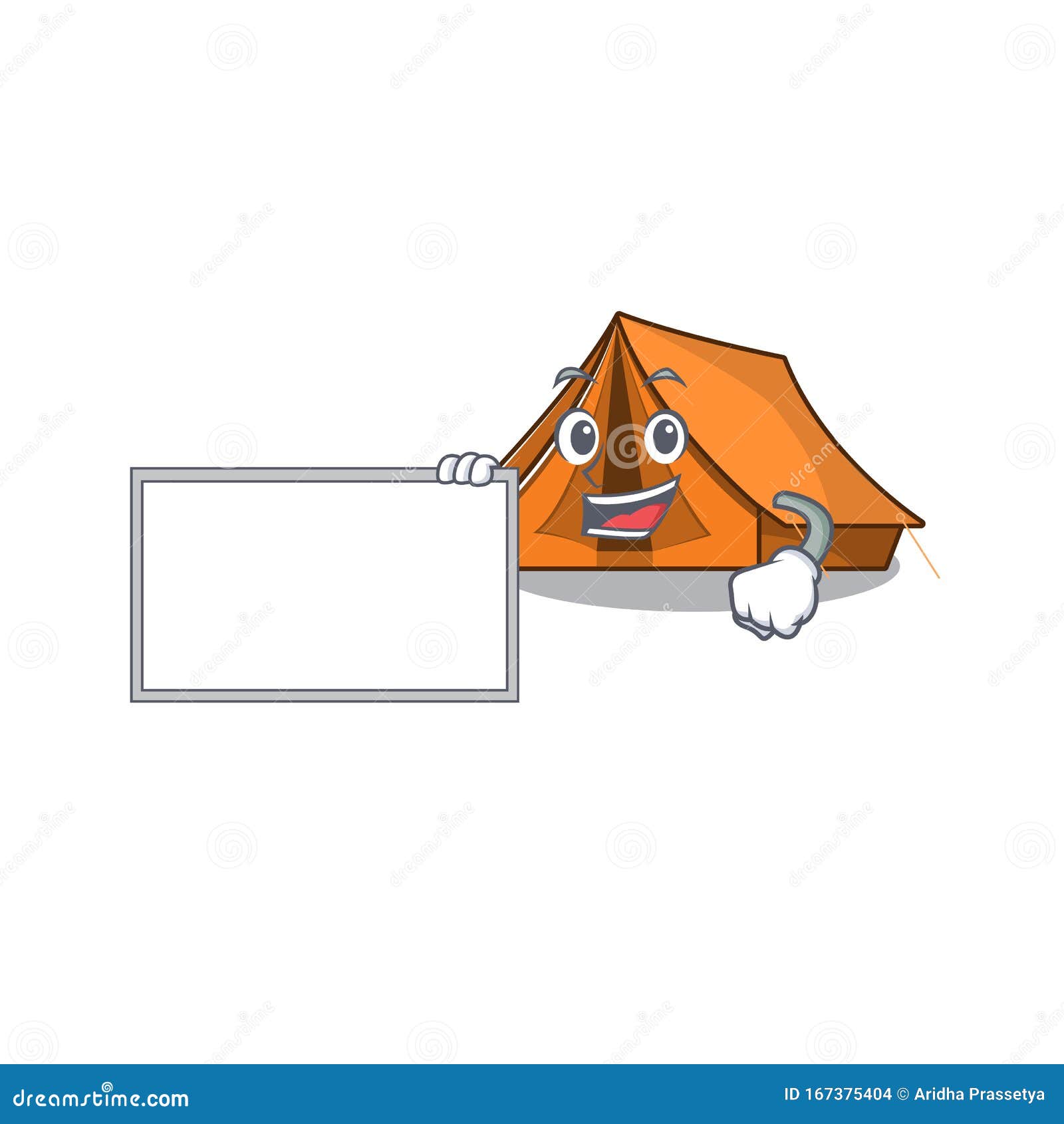 Camping Tent Scroll with Board Cartoon Mascot Design Style Stock Vector ...