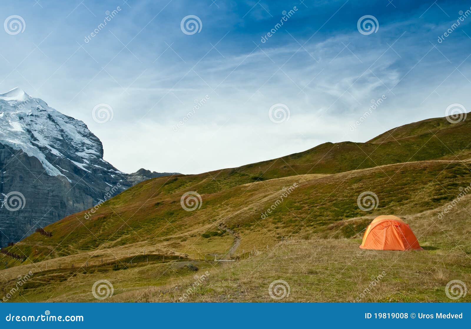 Camping tent in swiss alps stock photo. Image of bernese - 19819008