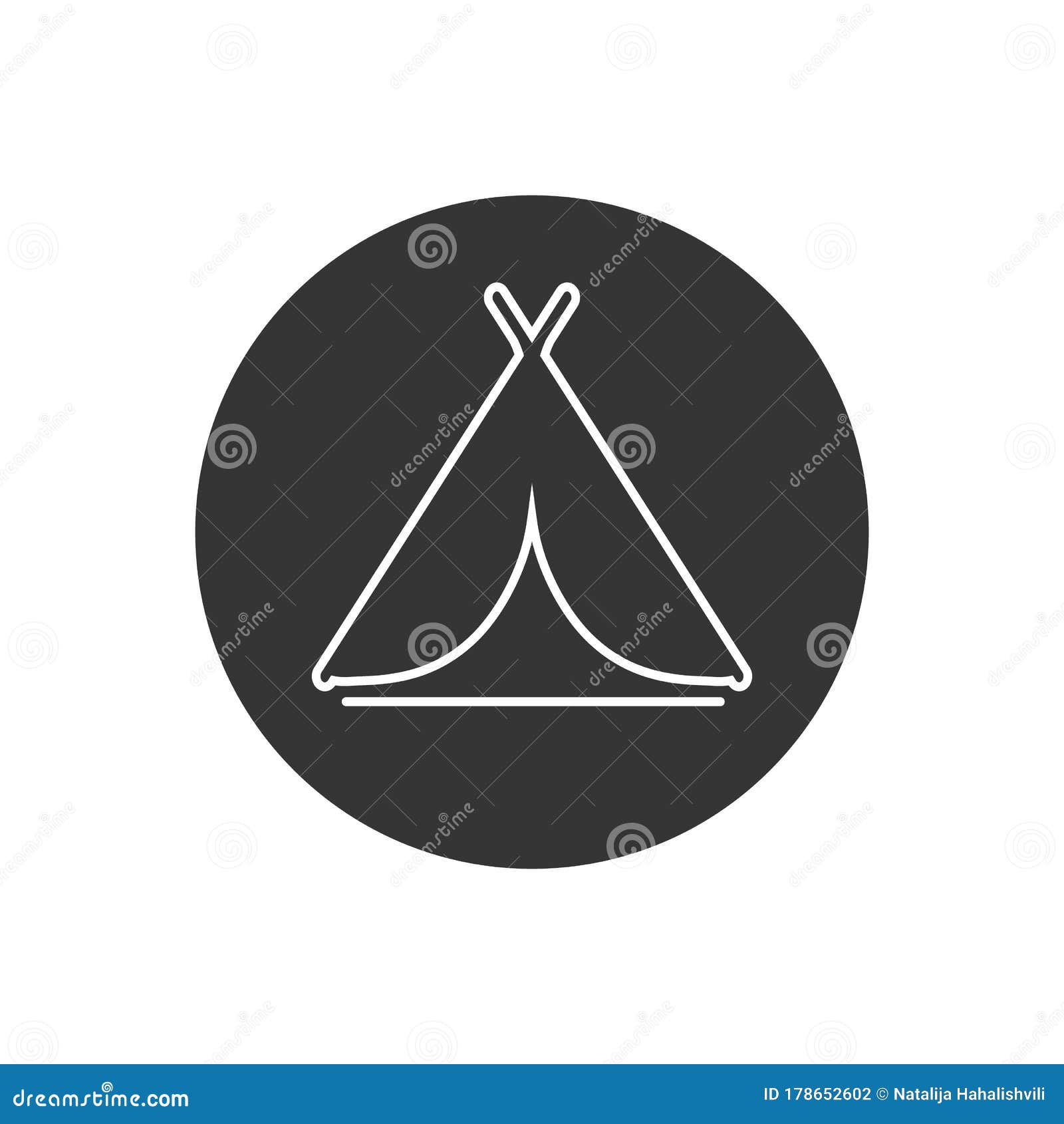 Camping Tent Symbol Line Icon. Vector in Modern Flat Stock Vector ...