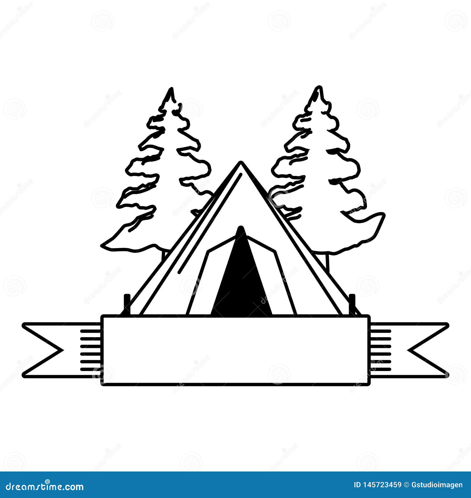 Camping tent tree stock illustration. Illustration of tent - 145723459