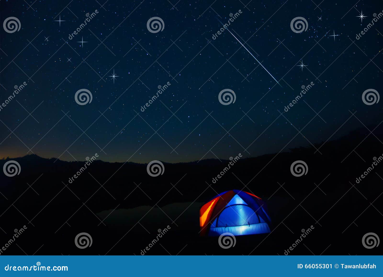 Camping Tent Under Stars at Night Stock Image - Image of camping ...