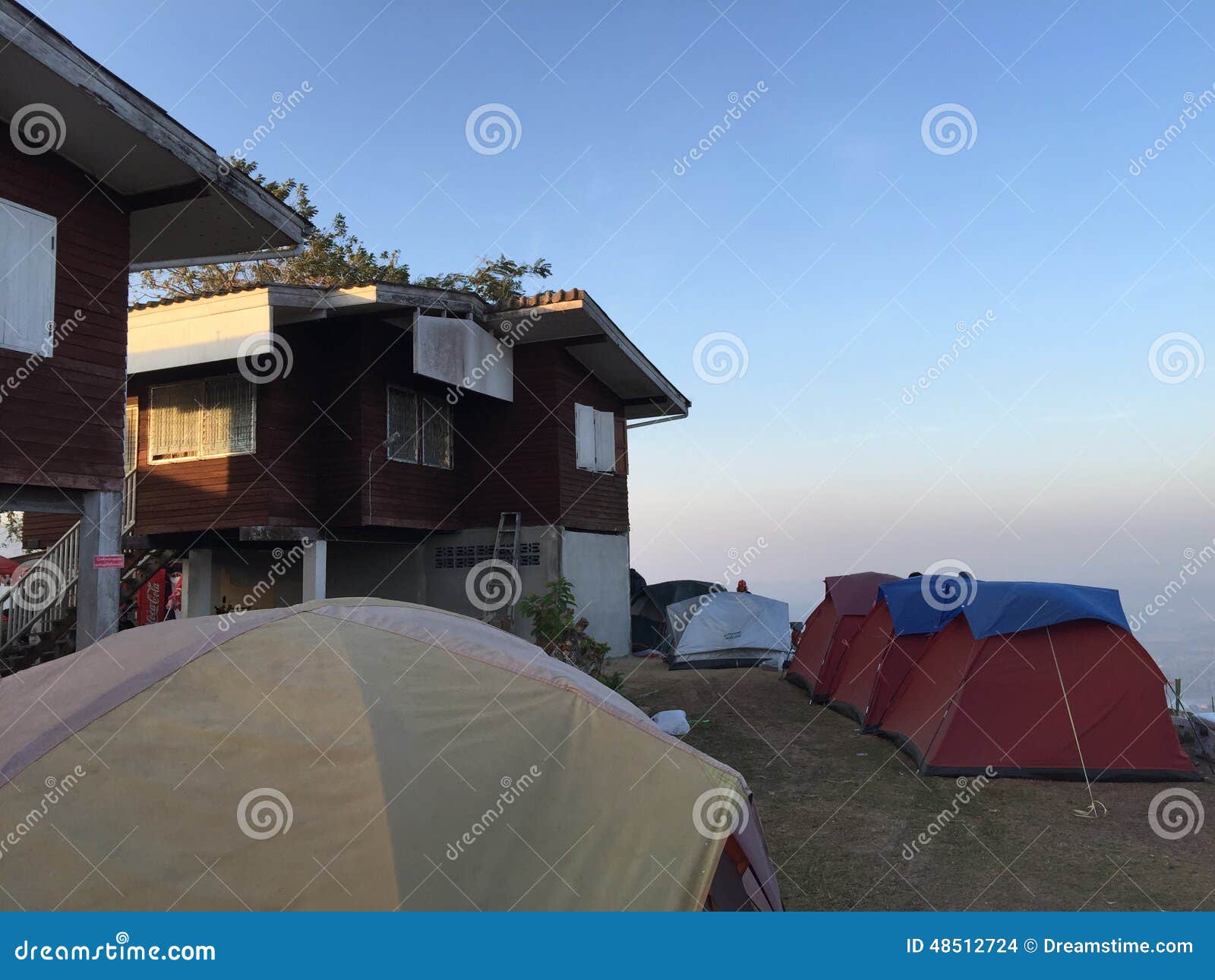 Camping at the top view editorial stock image. Image of view - 48512724