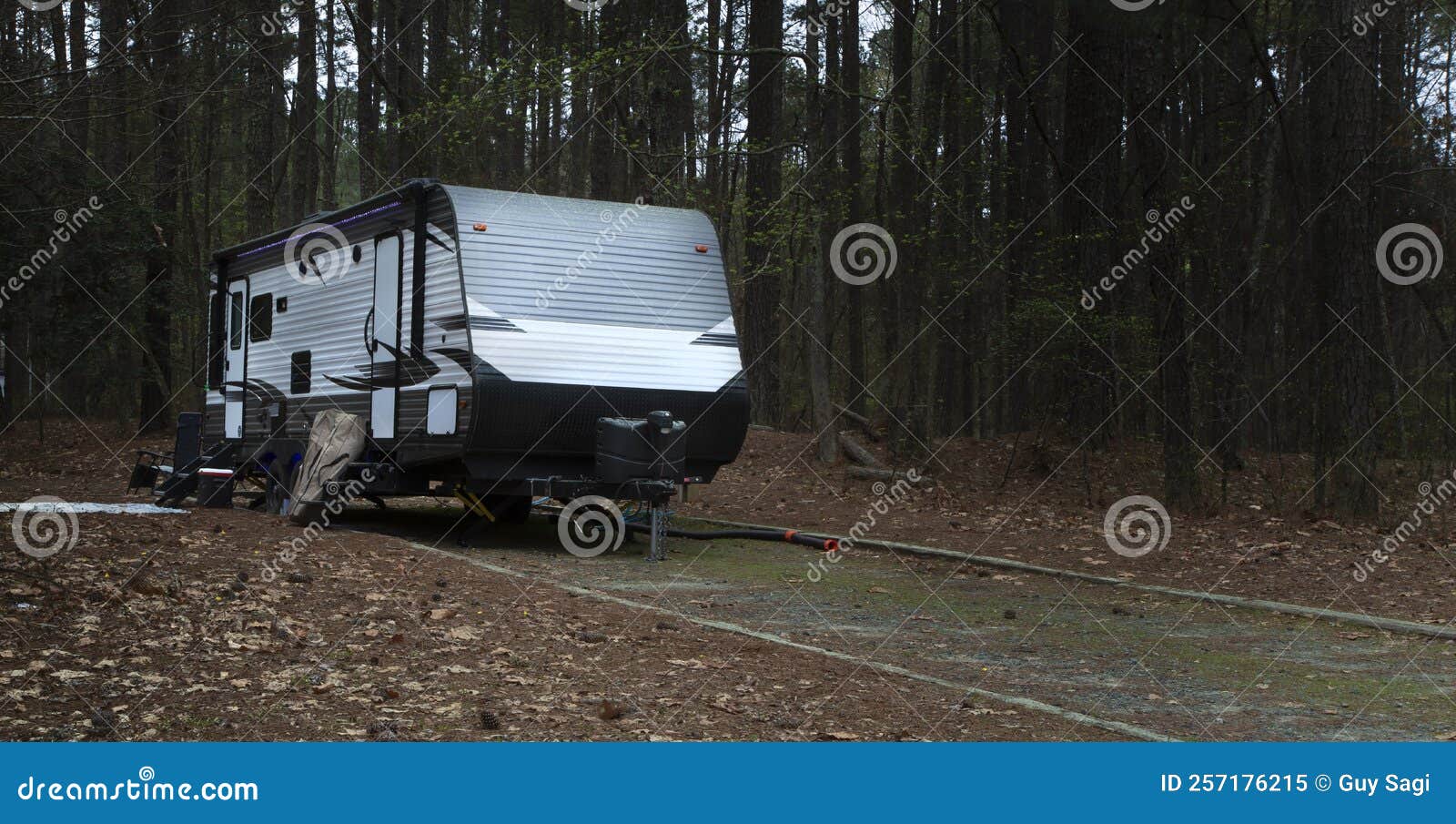 Camping Trailer Backed into a Campsite Stock Image - Image of stairs ...