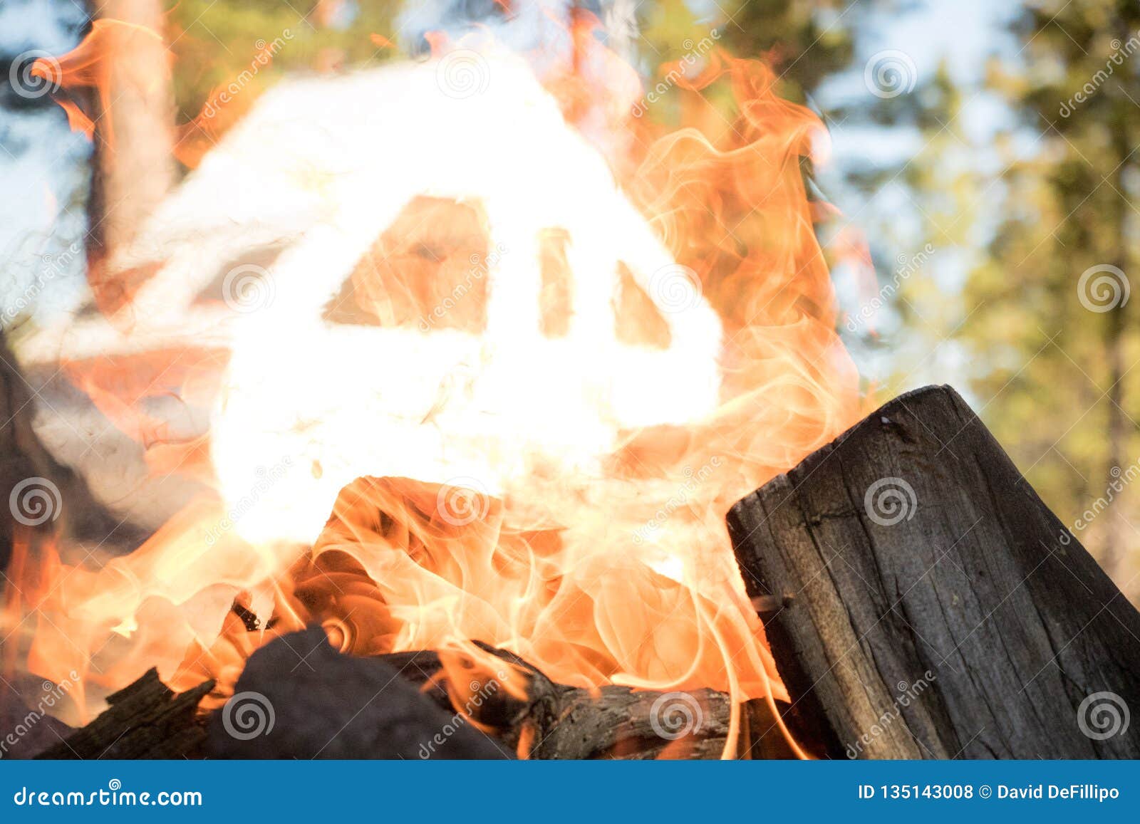 Camping Trailer through the Flames of a Fire Stock Photo - Image of ...