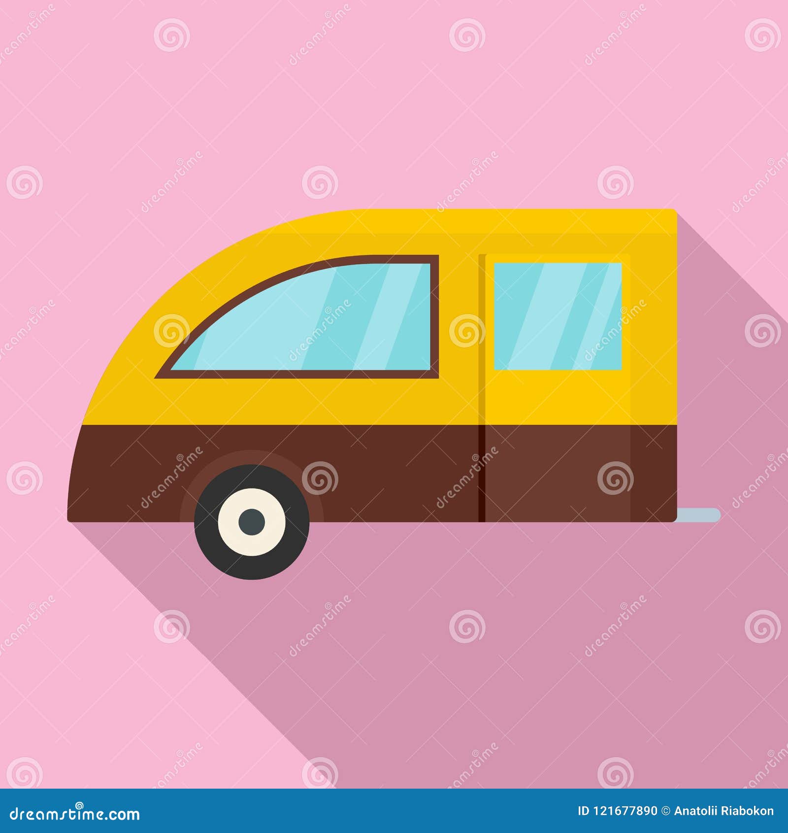 Camping Trailer Icon, Flat Style Stock Vector - Illustration of ...