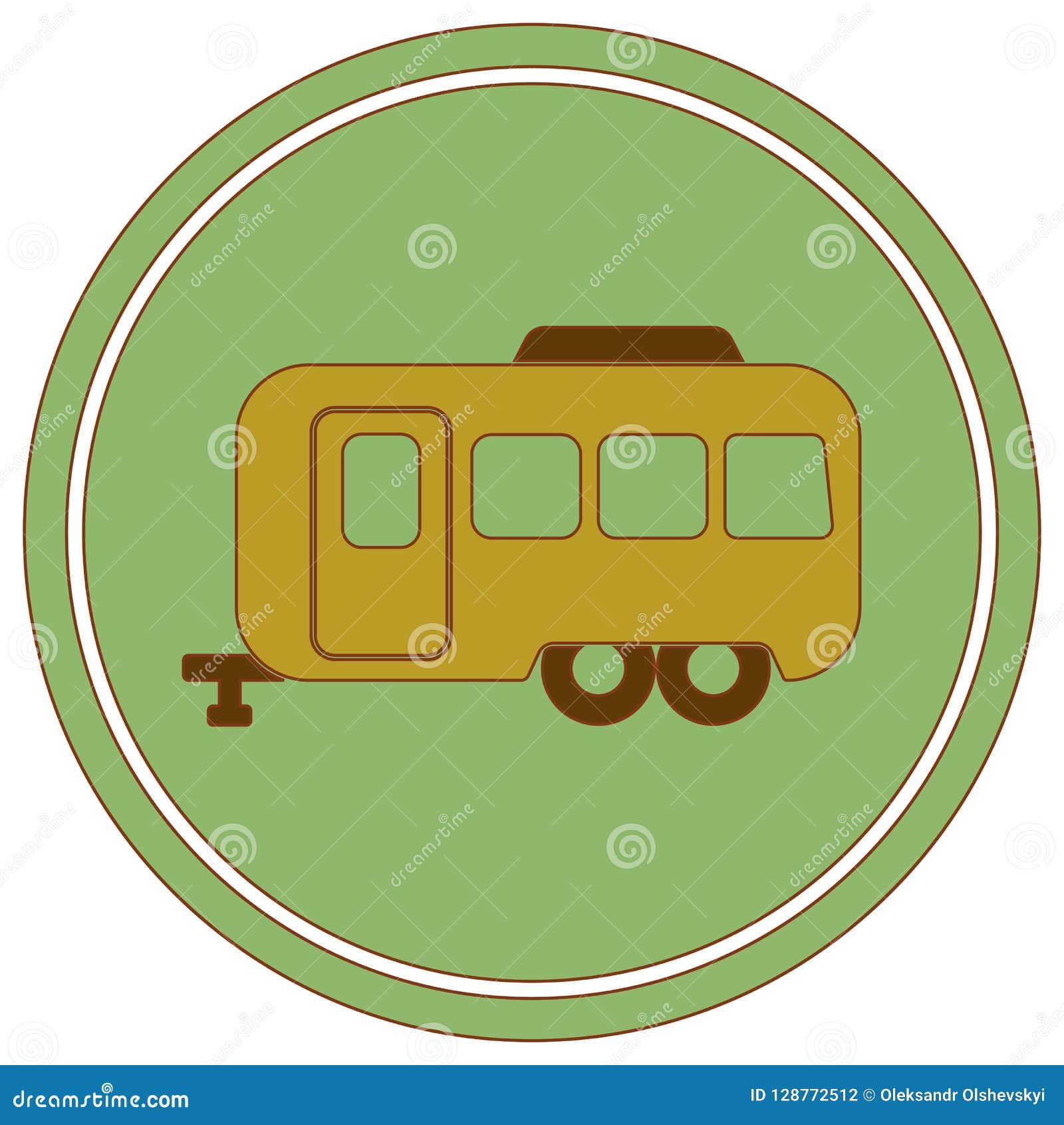 Camping trailer icon stock vector. Illustration of holiday - 128772512