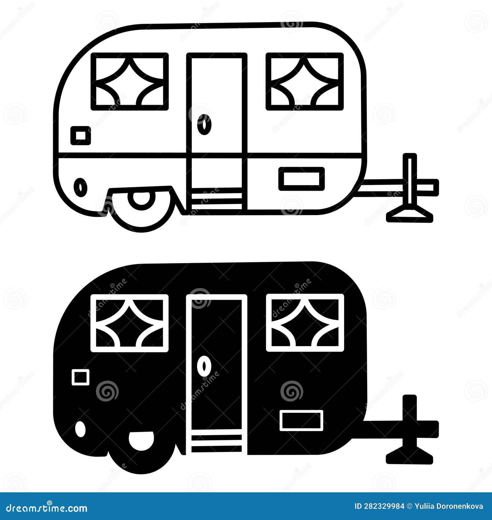 Camping Trailer Icons. stock illustration. Illustration of isolated ...