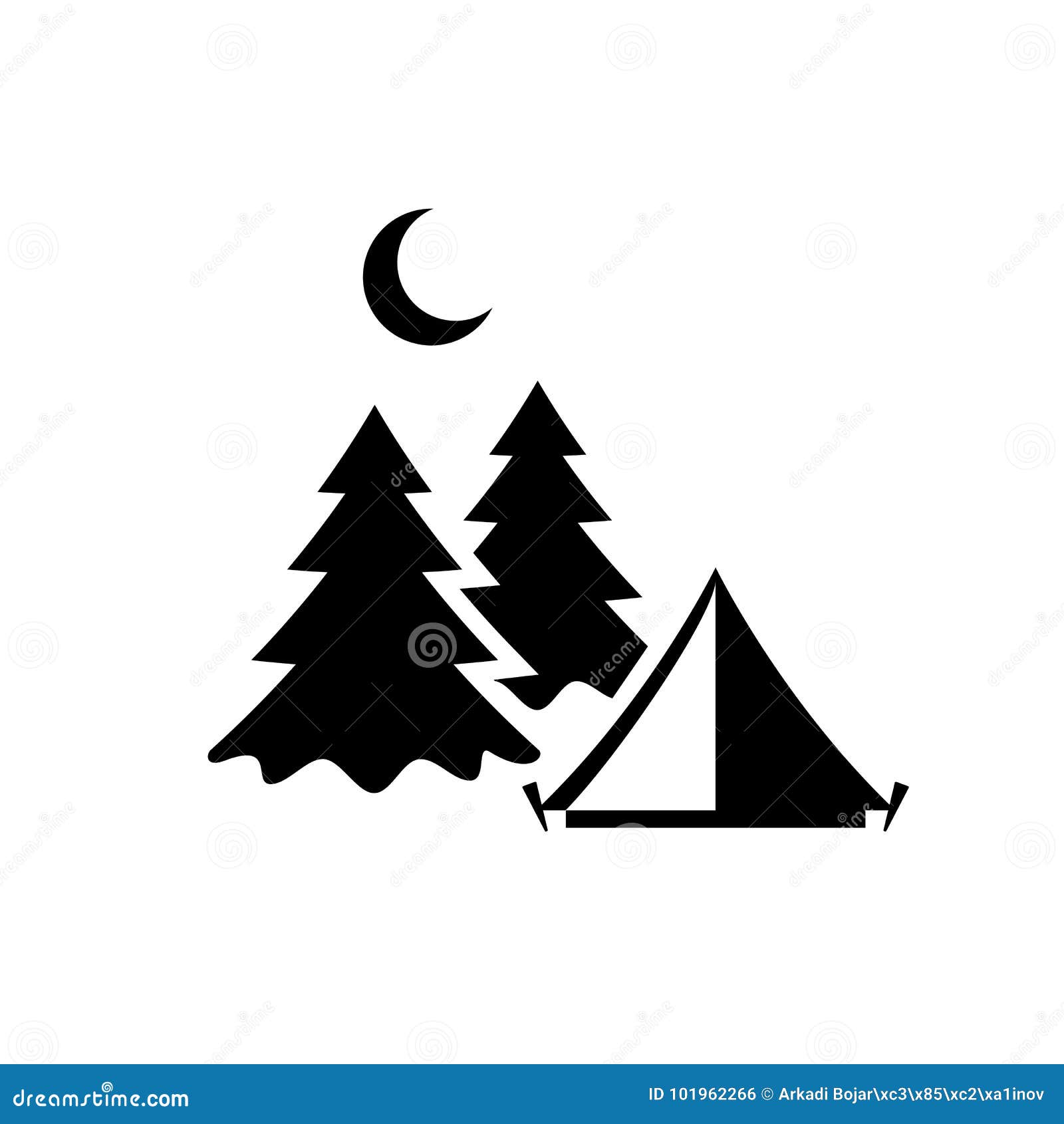 Camping vector pictogram stock vector. Illustration of crescent - 101962266
