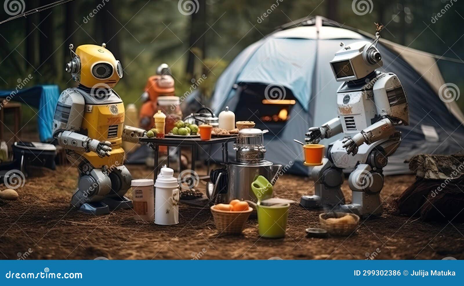 Camping, Where Robots Help with the Installation of the Camp, Cooking ...