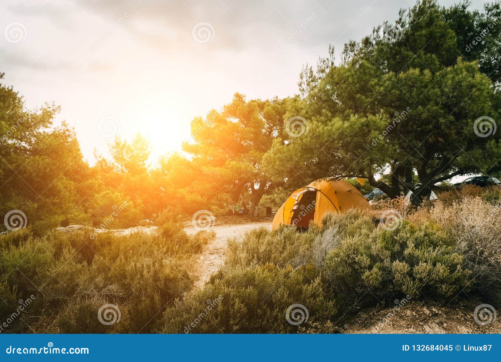 Camping in the wilderness stock image. Image of safe - 132684045