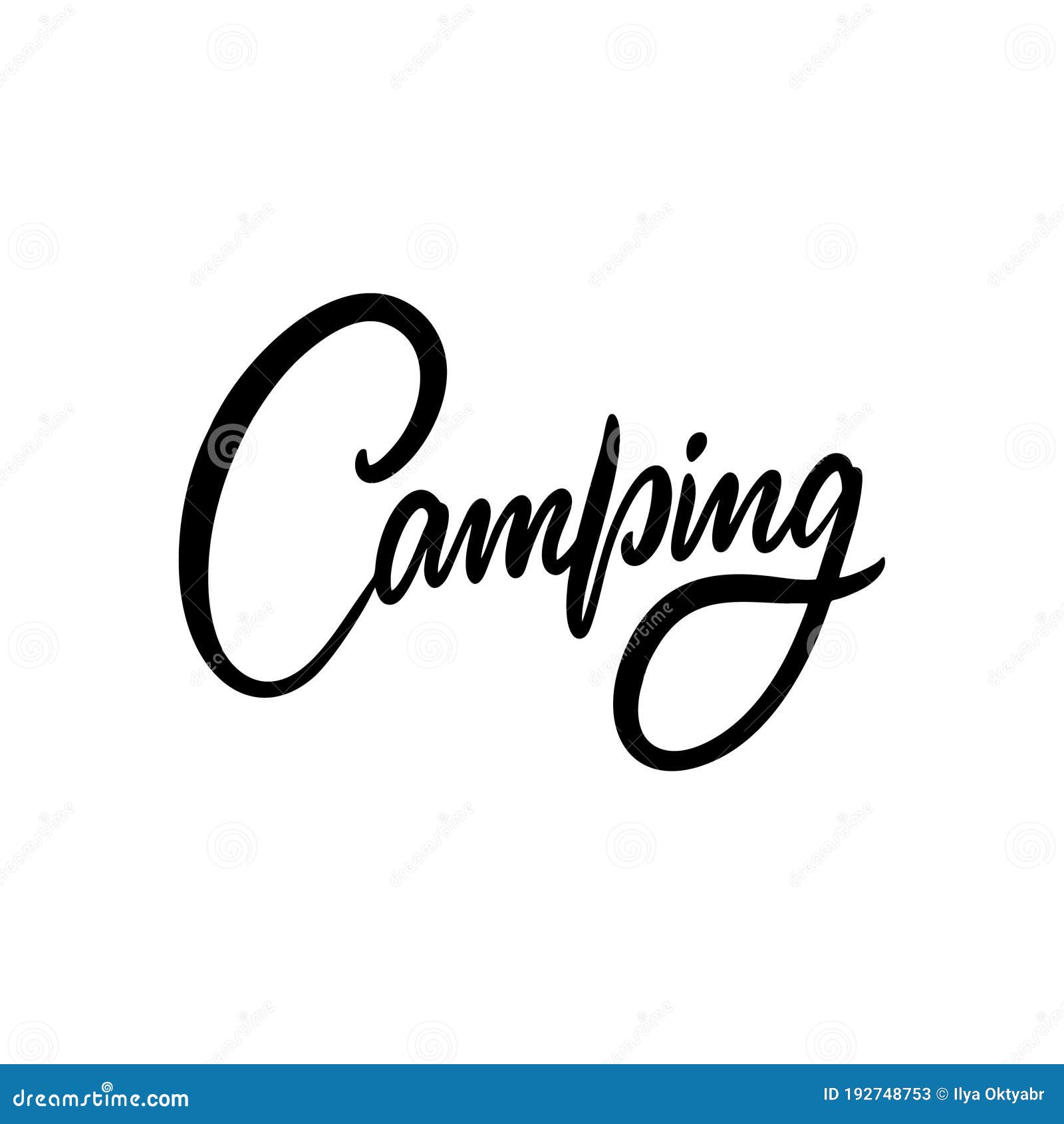Camping Word Black Color Text Modern Lettering Phrase Vector