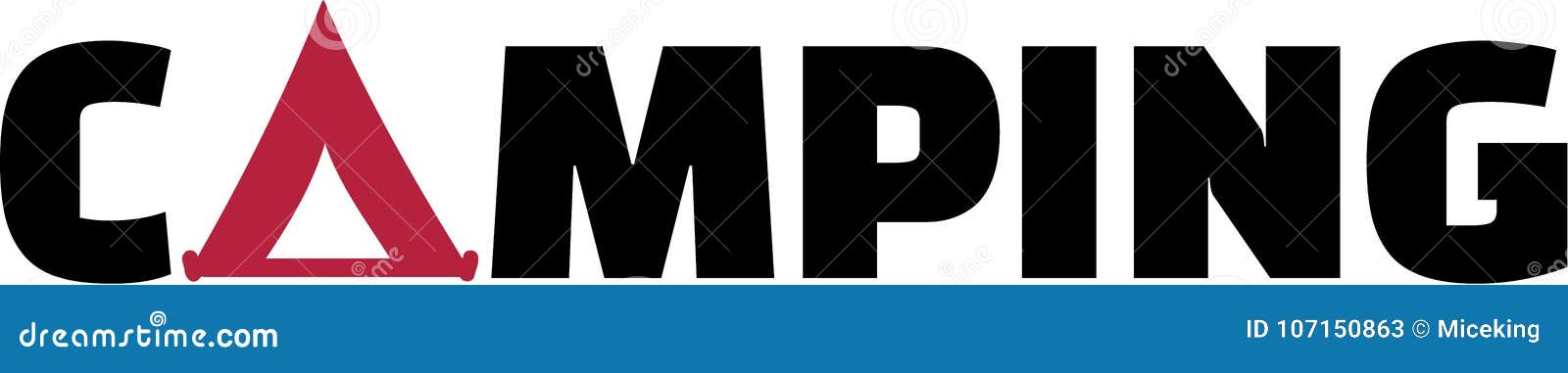 Camping Word. Black Color Text. Modern Lettering Phrase. Vector ...