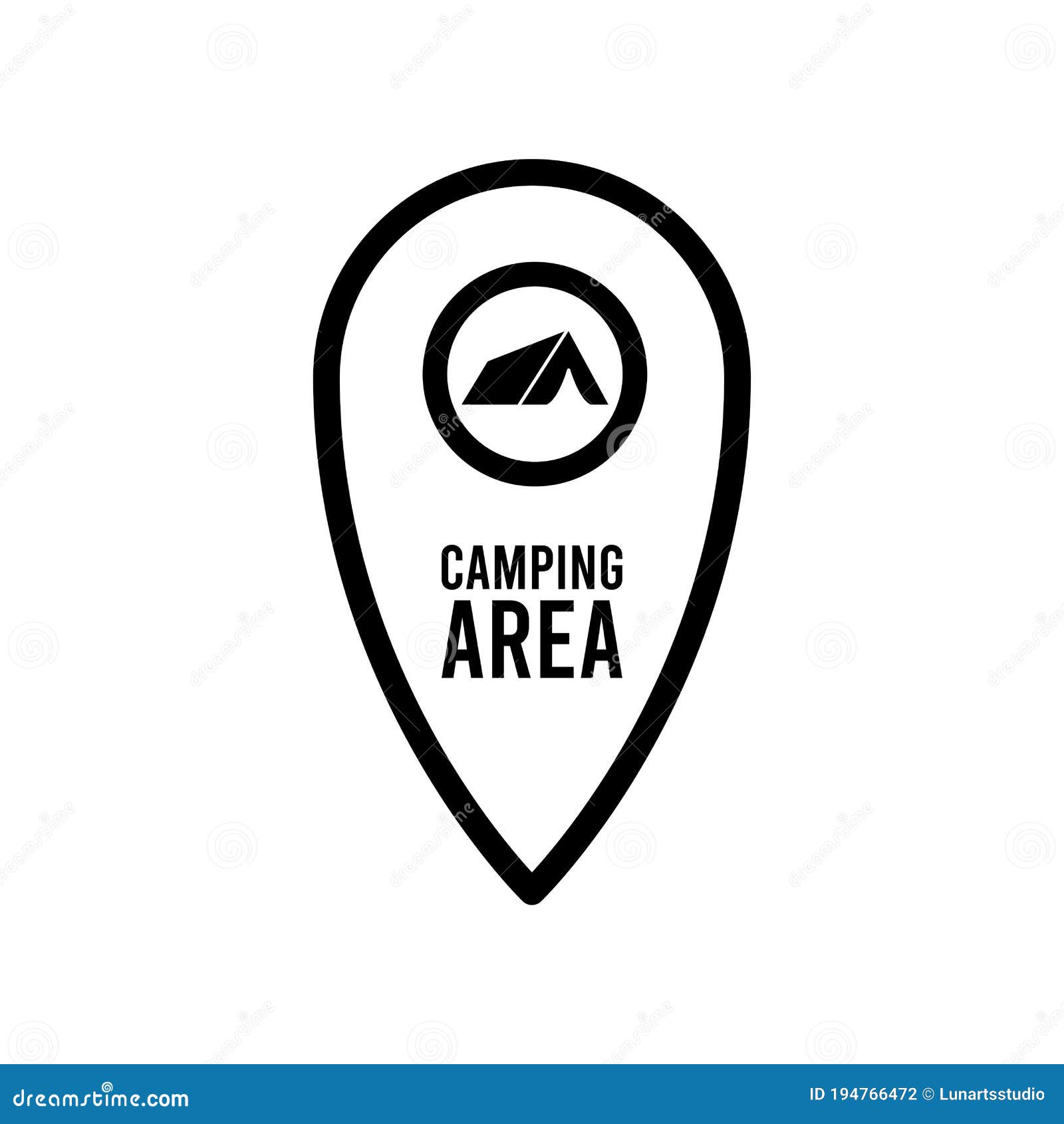 CAMPING ZONE Sign. Camping Place Sign Isolated on White . Vertical ...