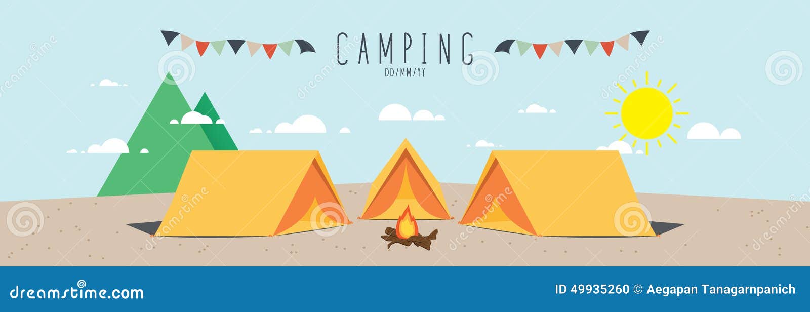 Campingplatz Auf Berg (Tag) Vektor Abbildung - Illustration von leute ...