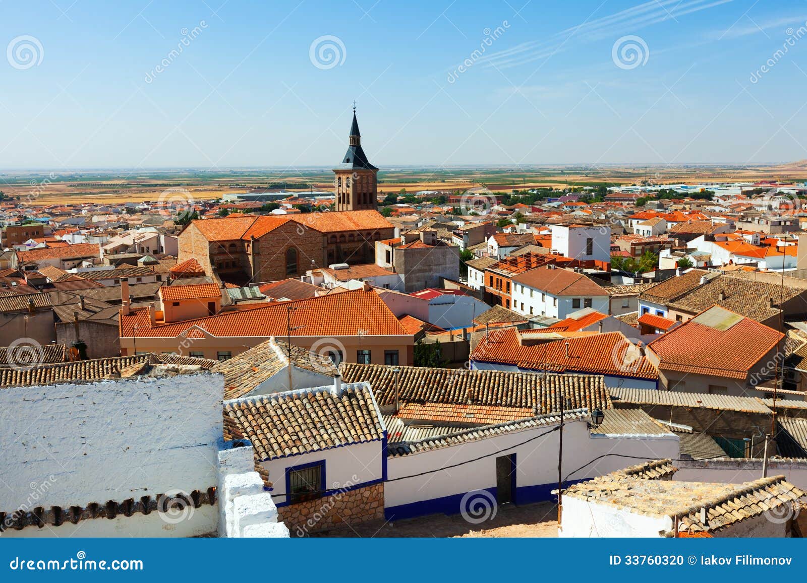 Campo De Criptana in Summer Day Stock Photo - Image of catholic ...
