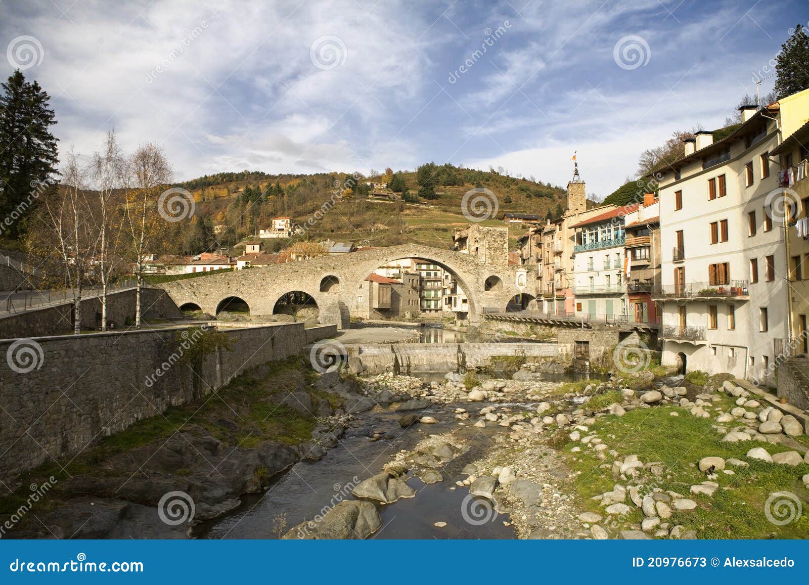 Camprodon stock image. Image of bridge, rural, houses - 20976673