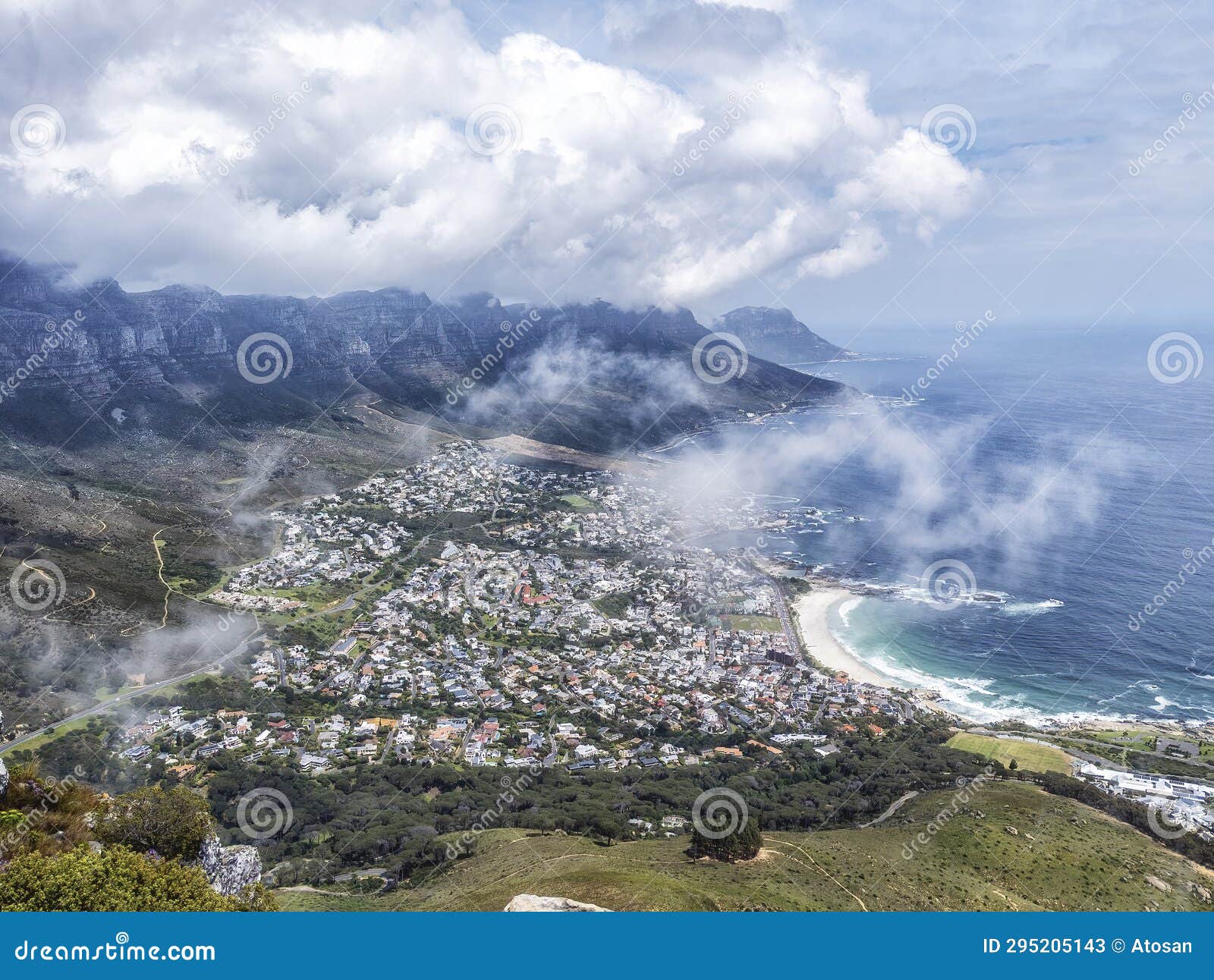 Camps Bay from Lions Head Mountain Stock Image - Image of head, blue ...