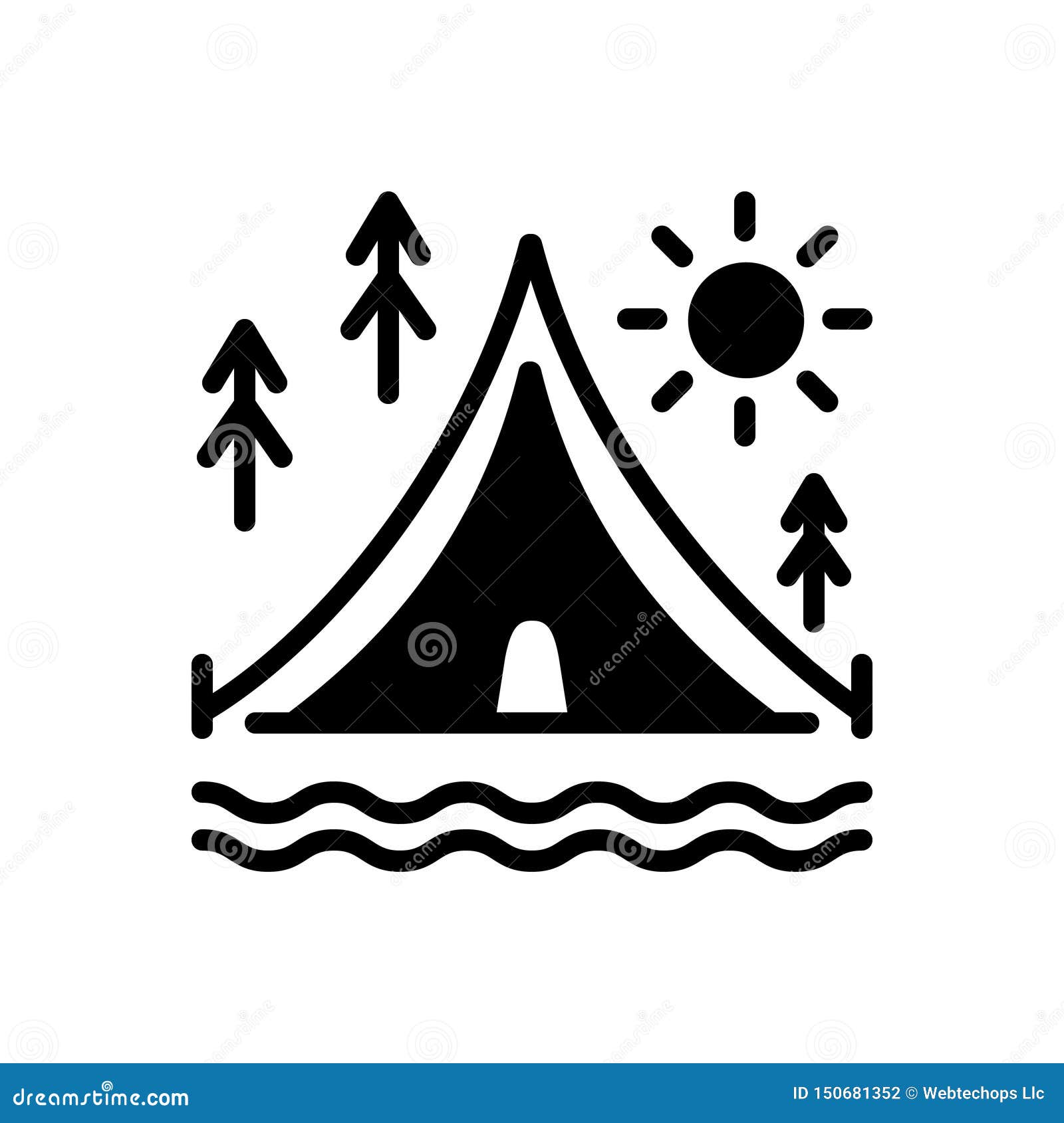 Black Solid Icon for Camps, Tent and Awning Stock Vector - Illustration ...