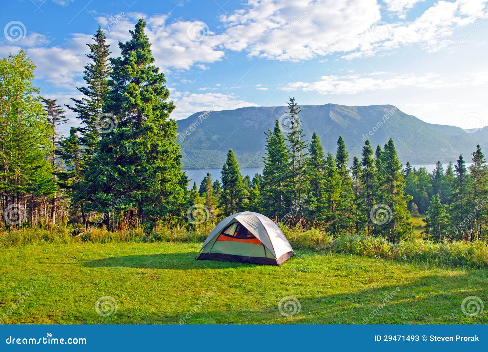 Campsite in Early Morning on the Coast Stock Image - Image of nature ...