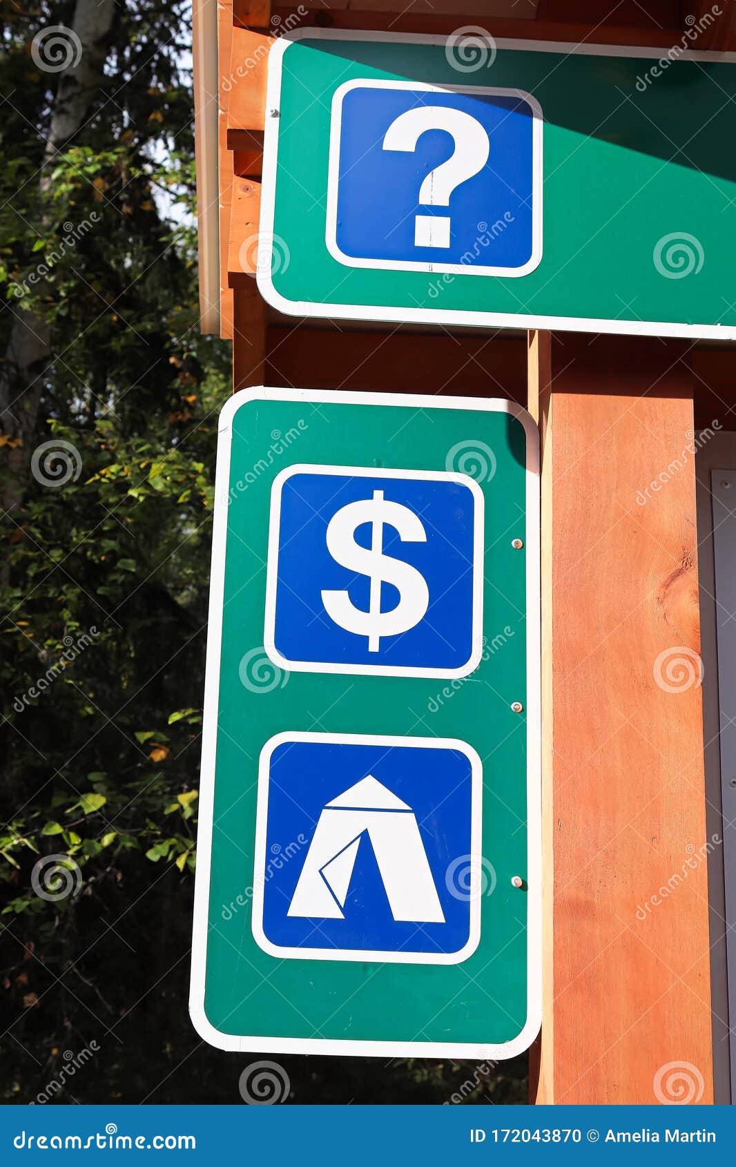 A Campsite for a Fee Information Sign Stock Photo - Image of ...