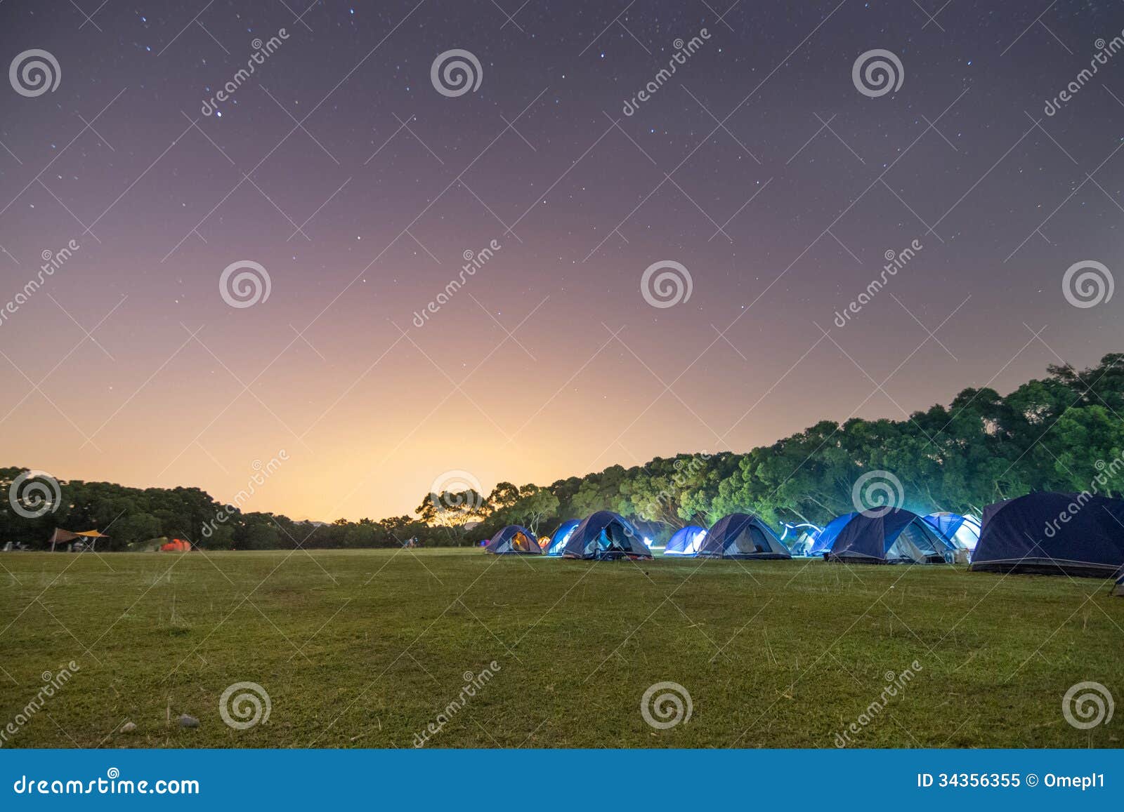 Campsite at Night stock image. Image of campground, tenting - 34356355