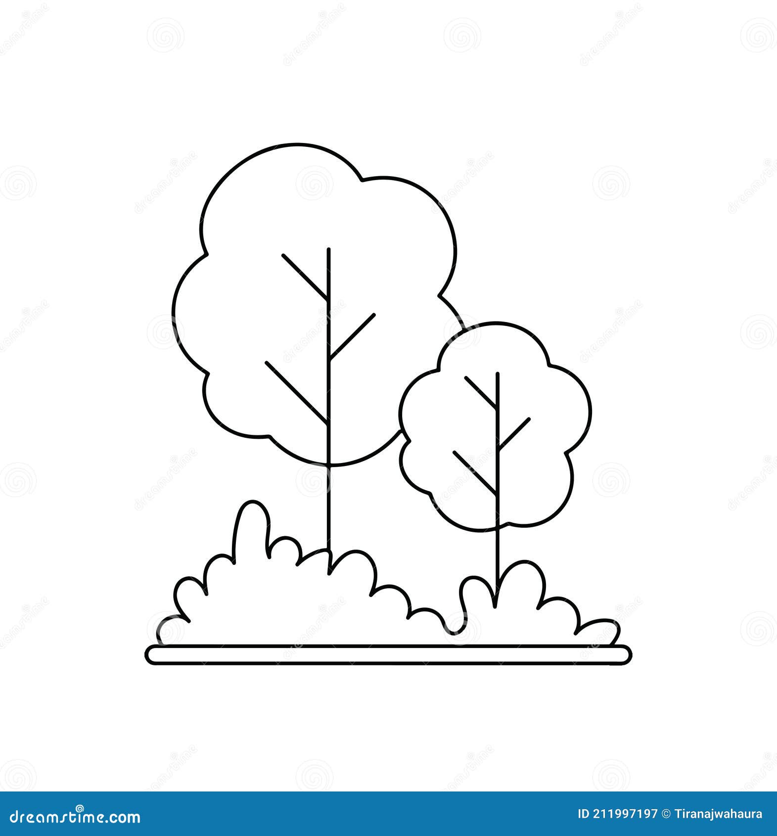 Trees and Bush Line Icon, Nature Vector Illustration Stock Vector ...