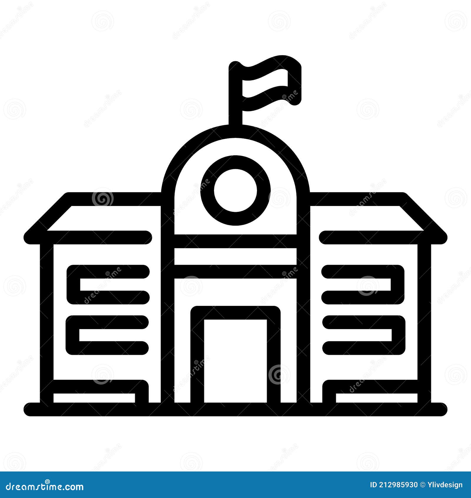 Campus Building Icon, Outline Style Stock Vector - Illustration of thin ...