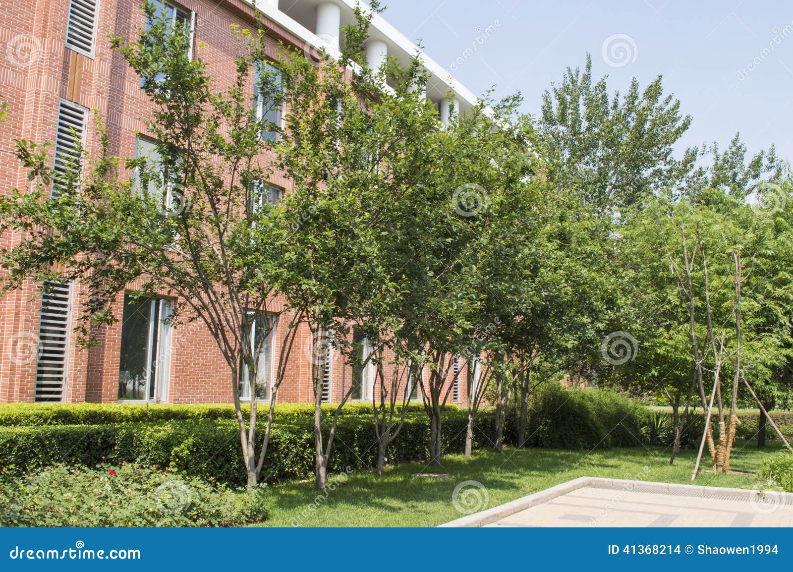 Campus garden 2 stock photo. Image of brick, leafs, grass - 41368214