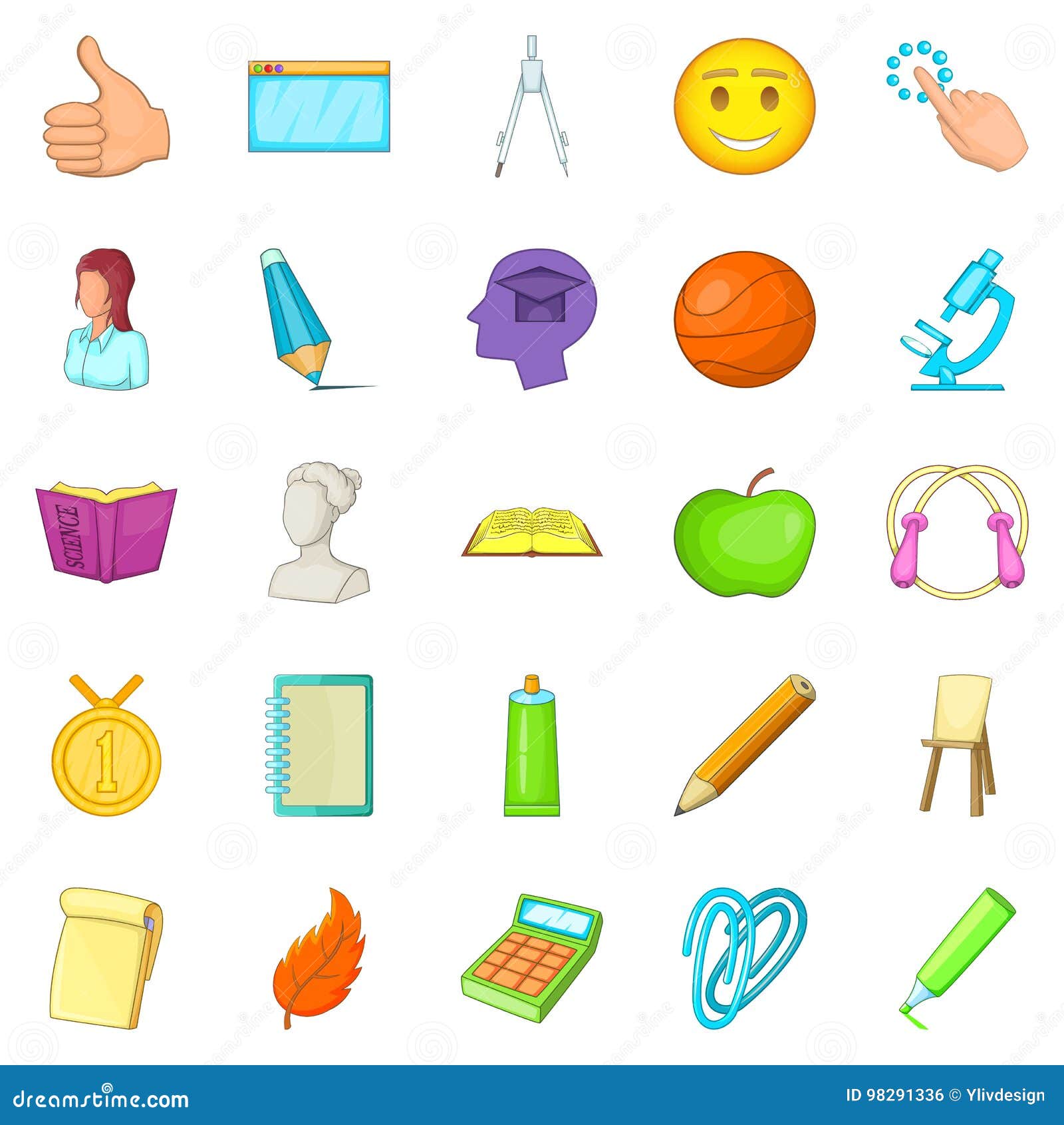 Campus Icons Set, Cartoon Style Stock Vector - Illustration of ...