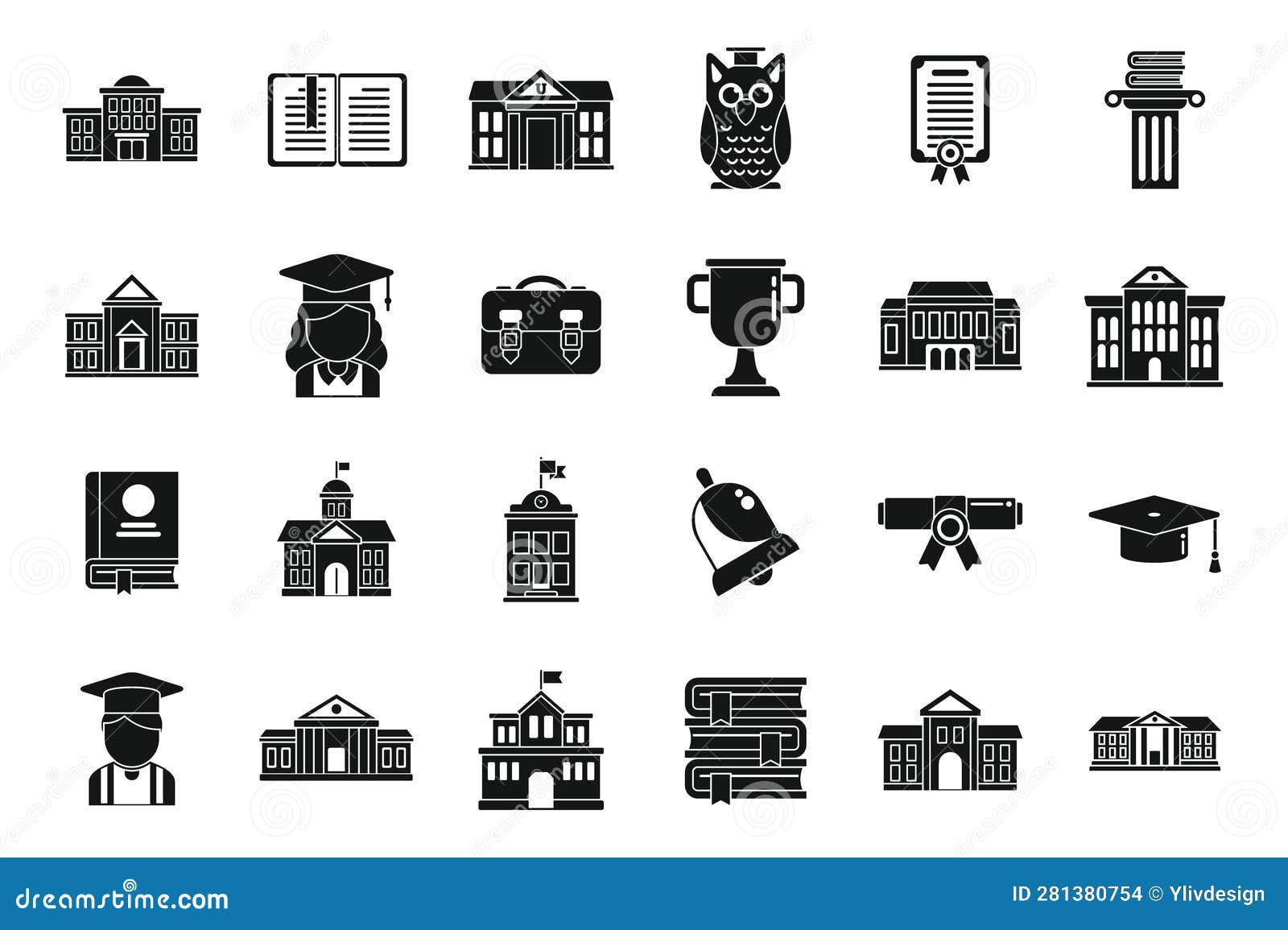 Campus Icons Set Simple Vector. University College Stock Vector ...