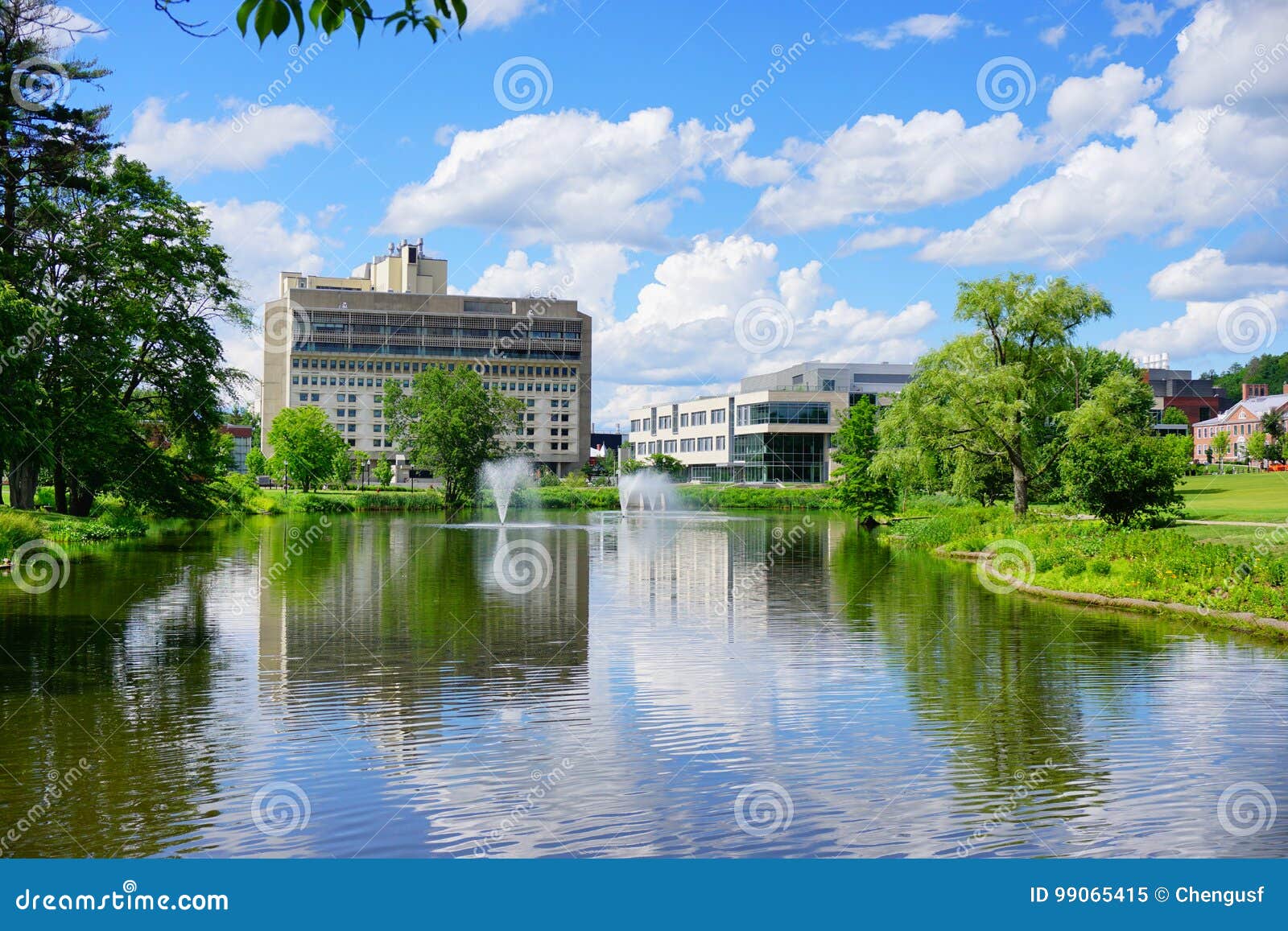 Campus pond stock image. Image of beautiful, construct - 99065415