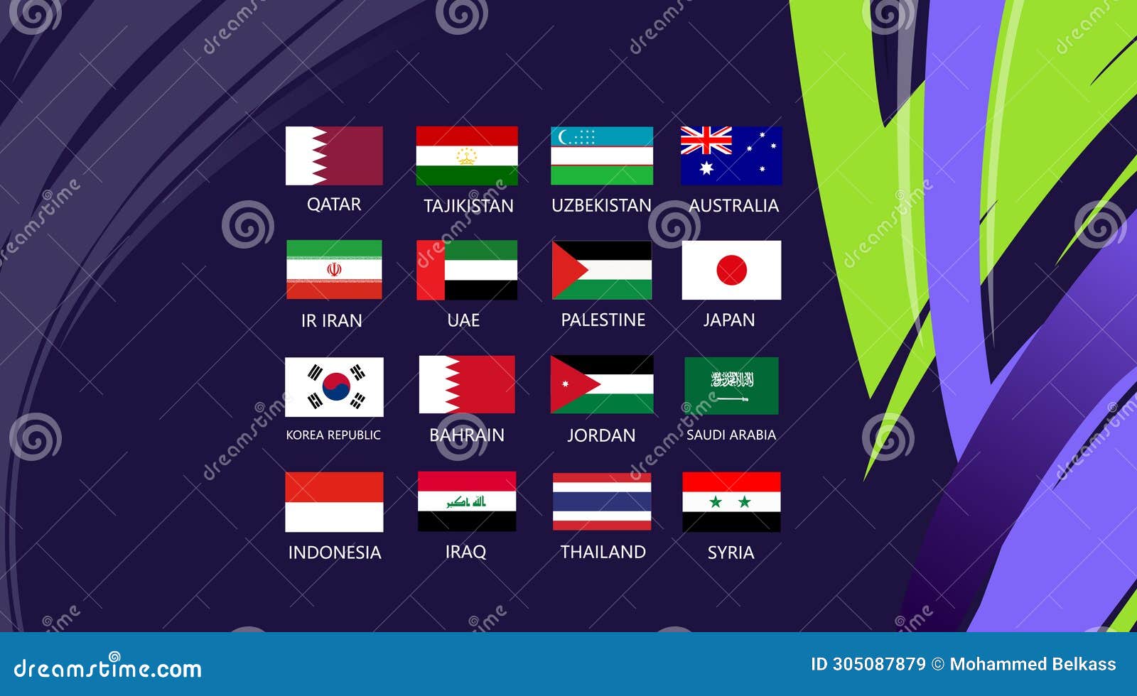Asian Nations 2023 Emblems Flags Teams Countries Asian Football ...