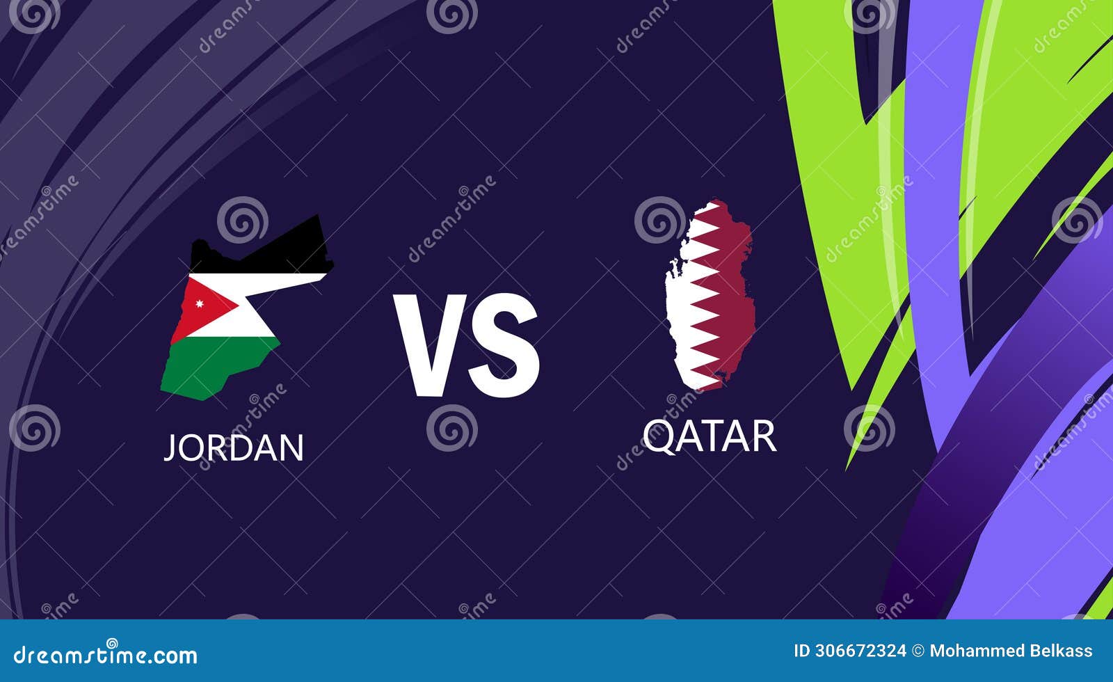 Jordanie and Qatar Match Flags Map Asian Nations 2023 Emblems Stock ...