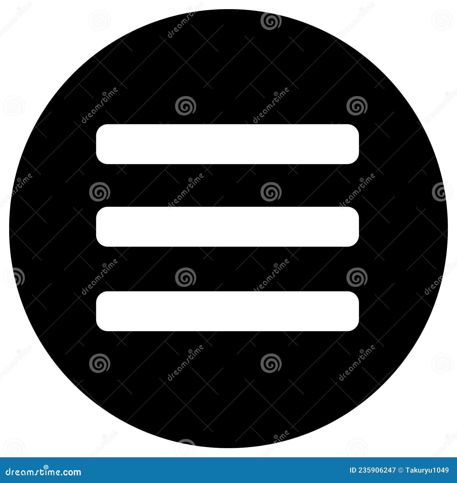 Hamburger Menu Icon in Black that Shape is Round. Vector Stock Vector ...